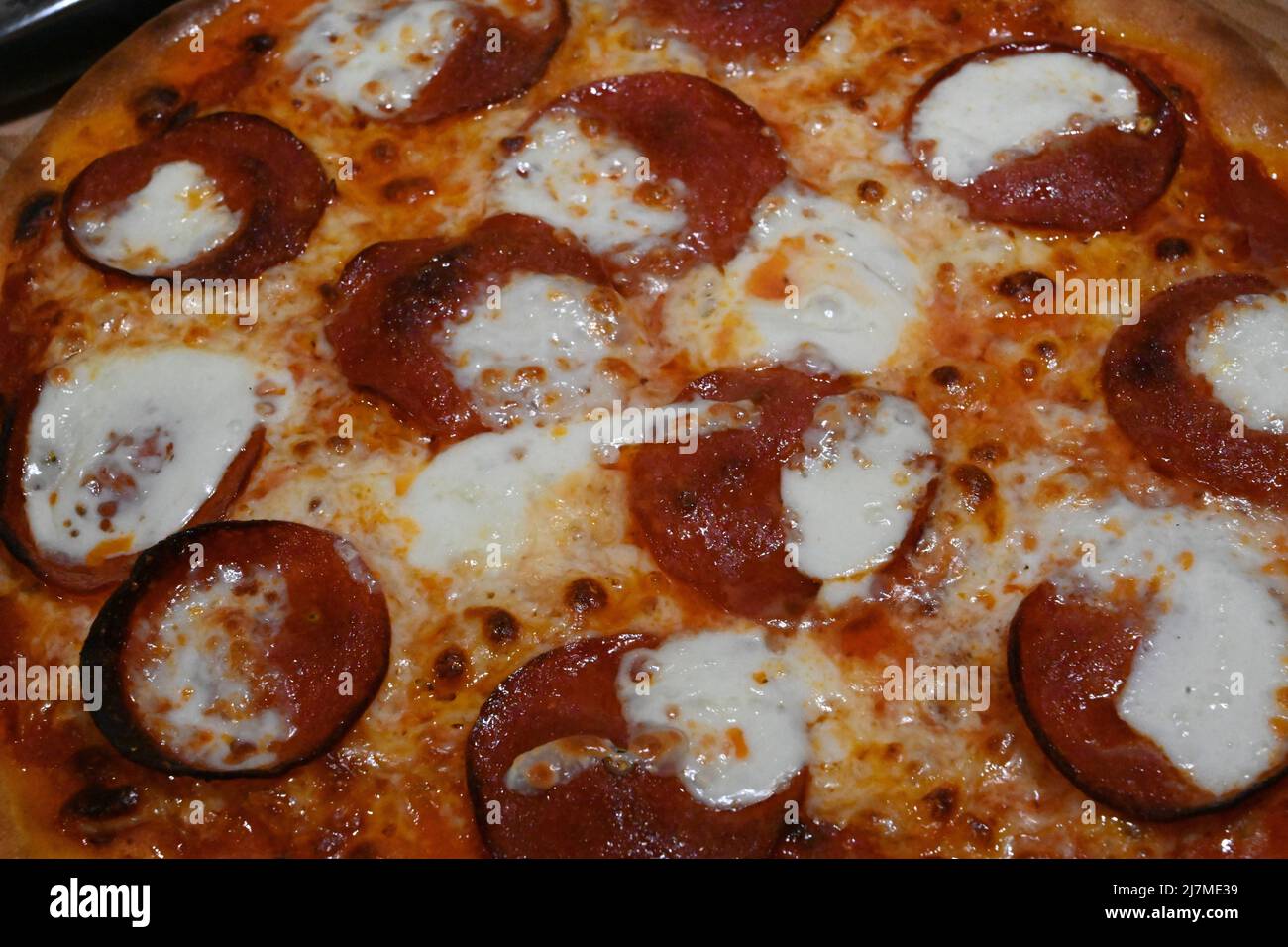 Pepperoni pizza fresh from the pizza oven Stock Photo - Alamy