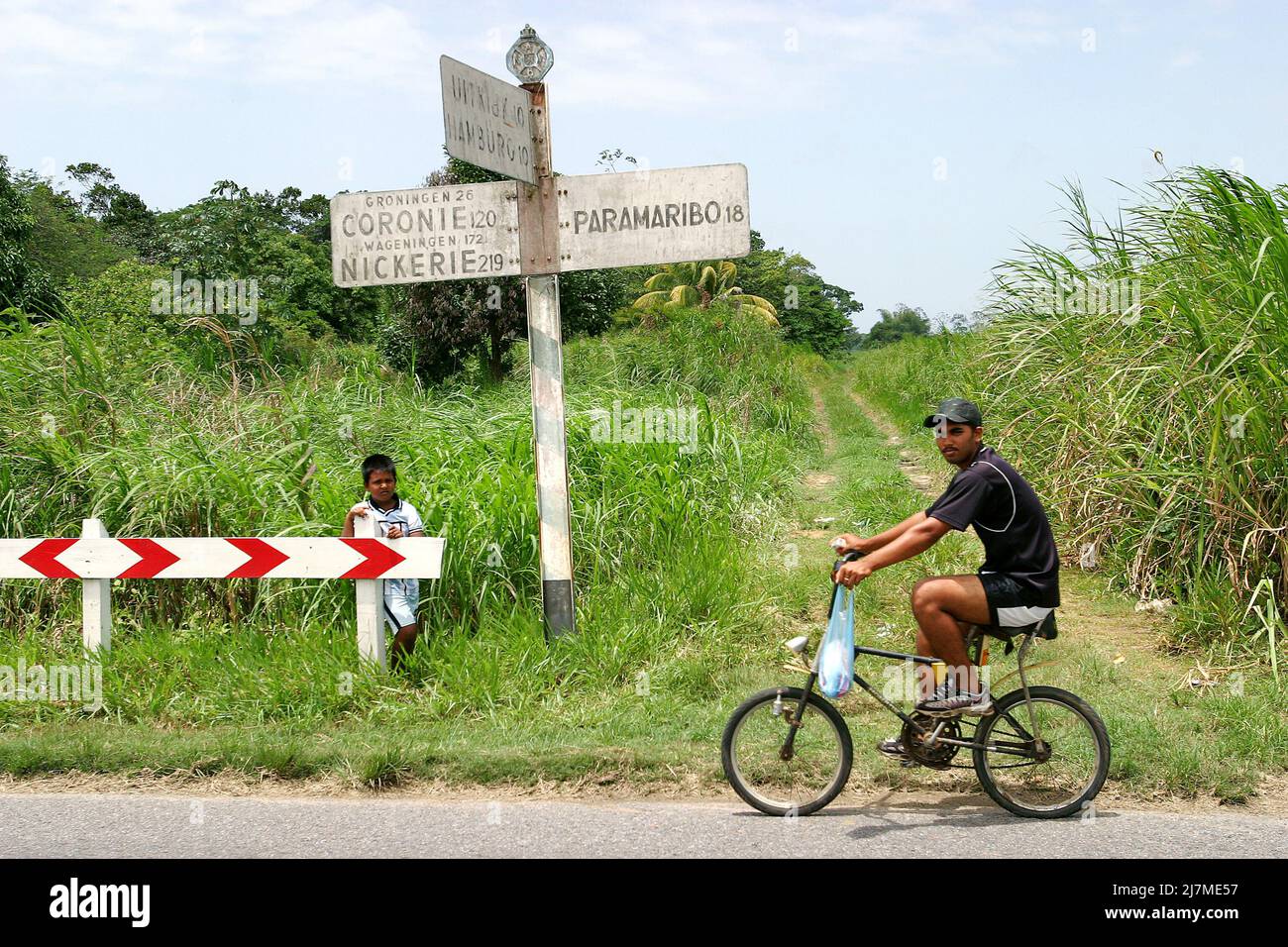 Surinam, Dutch Guinea, the old colonial Dutch signposts are still used ...