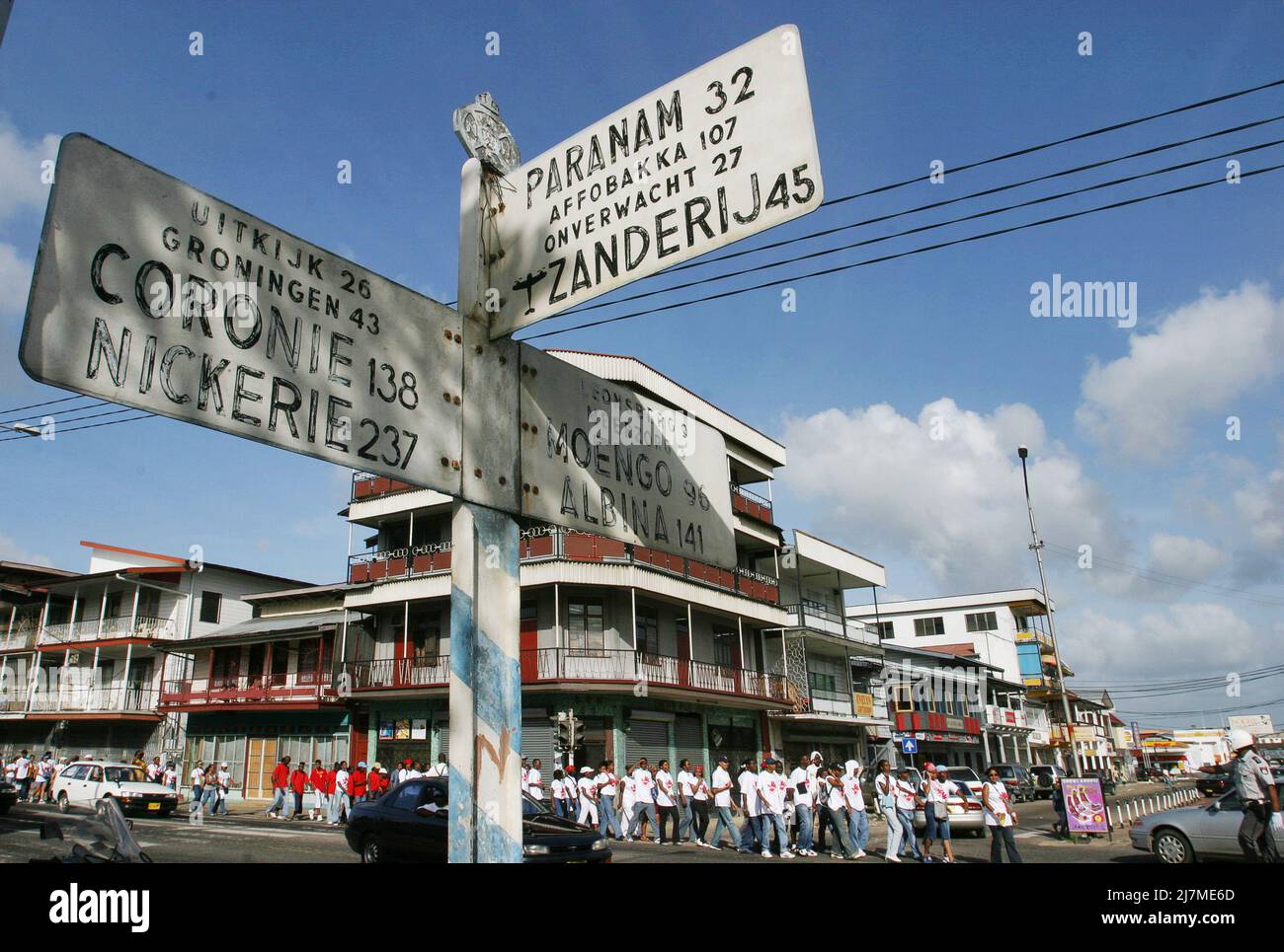 Surinam, Dutch Guinea, the old colonial Dutch signposts are still used ...