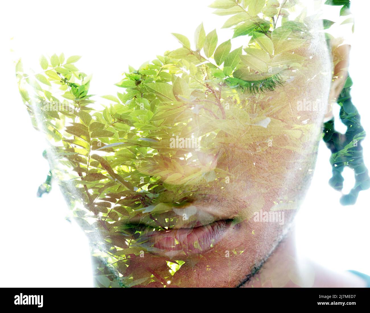 Classic double exposure portrait combined with nature Stock Photo - Alamy