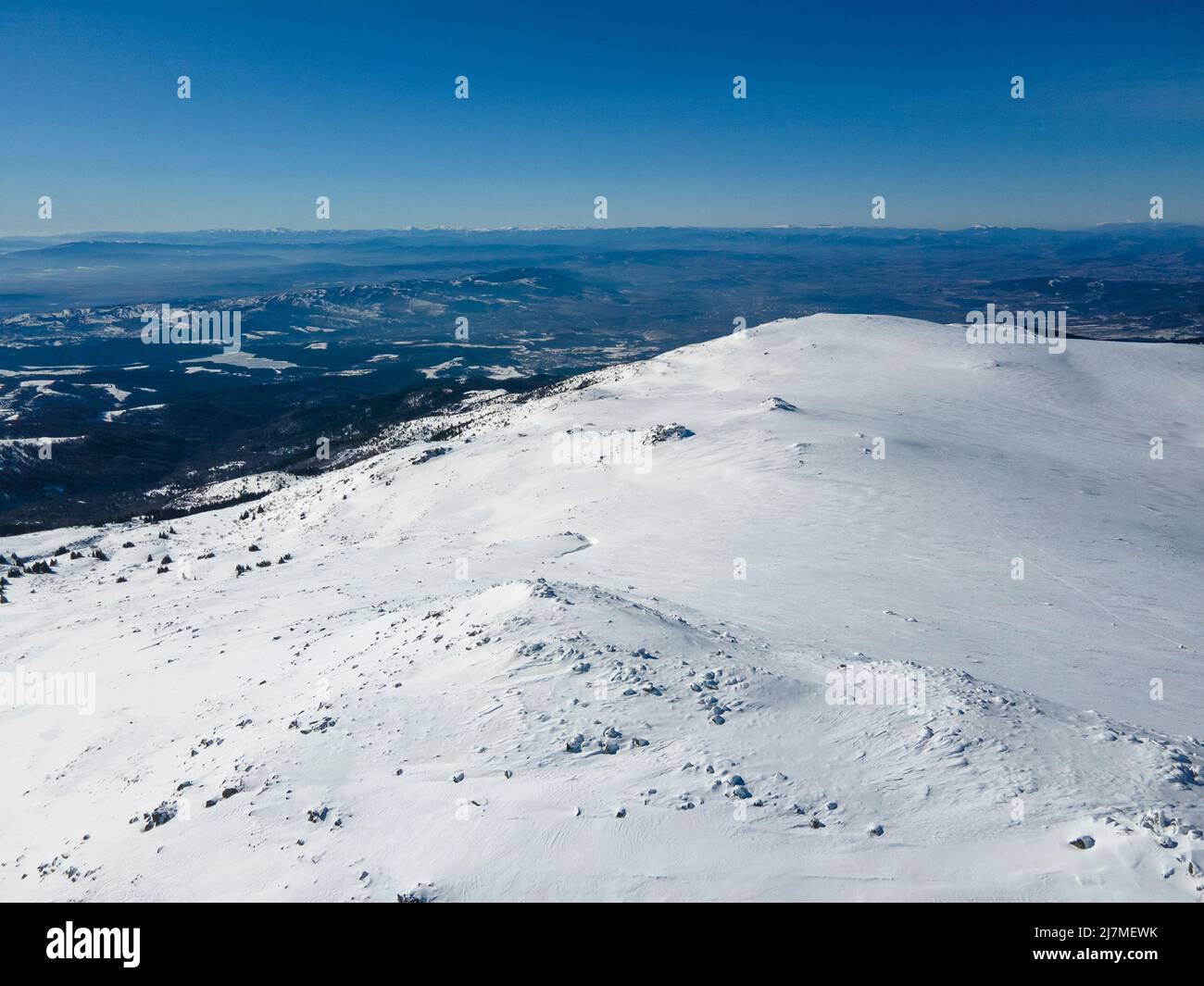 Aerial Winter view of Vitosha Mountain near Cherni Vrah peak, Sofia ...