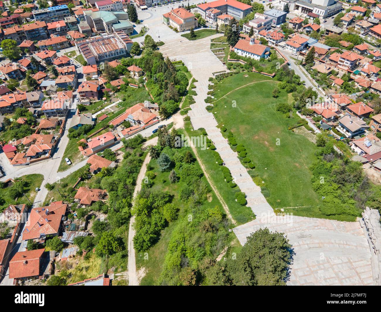 Aerial view of Historical town of Panagyurishte, Pazardzhik Region ...