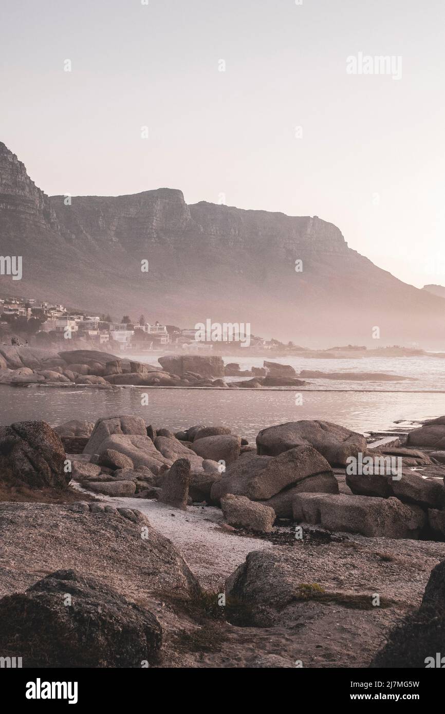 Sunset at Camps Bay beach in Cape Town Stock Photo - Alamy