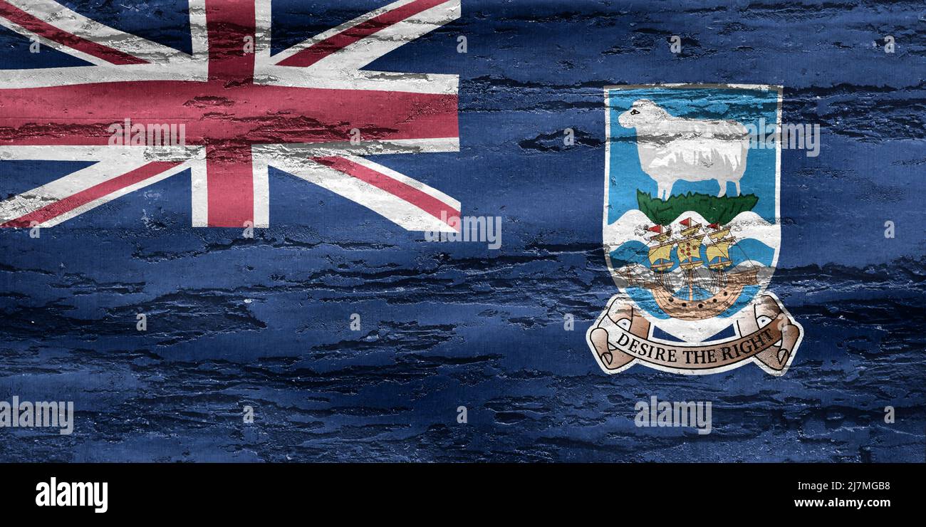 Falkland Islands flag - realistic waving fabric flag Stock Photo - Alamy