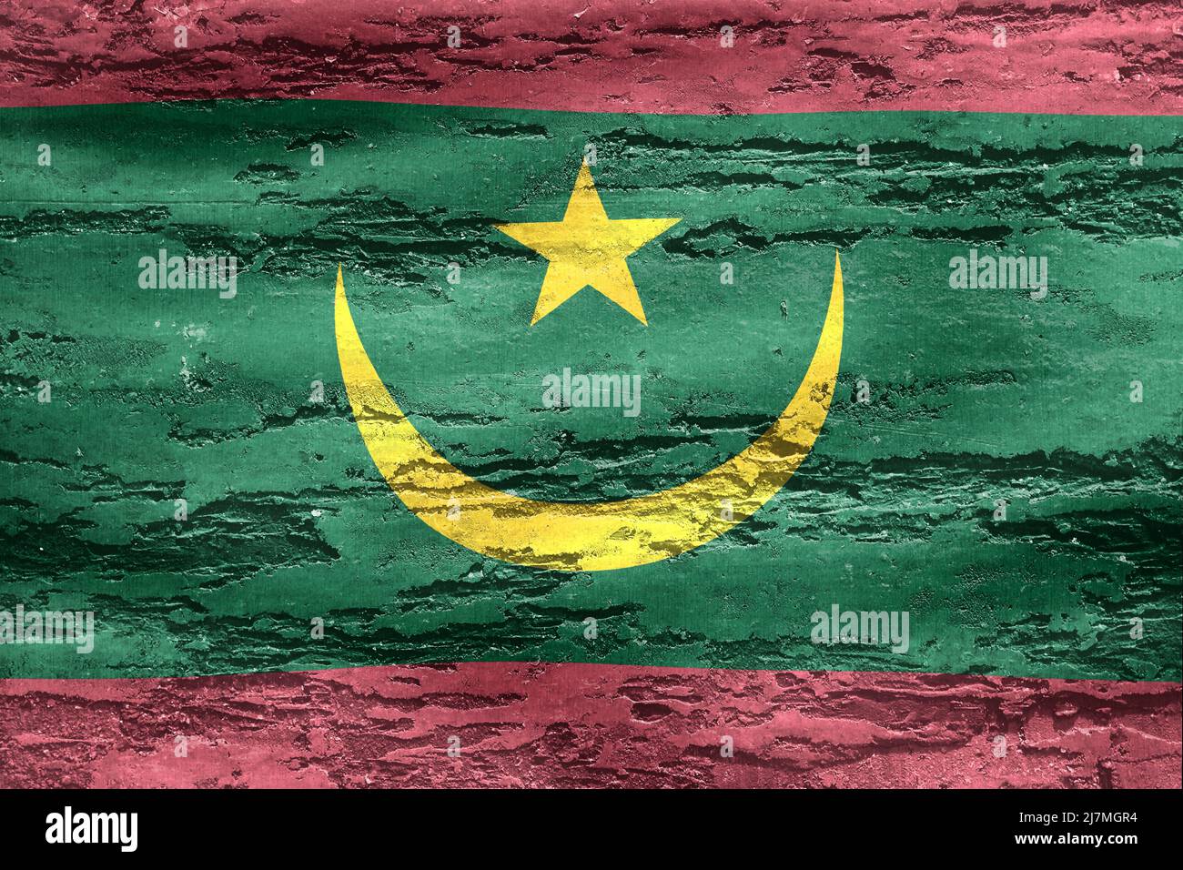 Mauritania flag - realistic waving fabric flag Stock Photo - Alamy