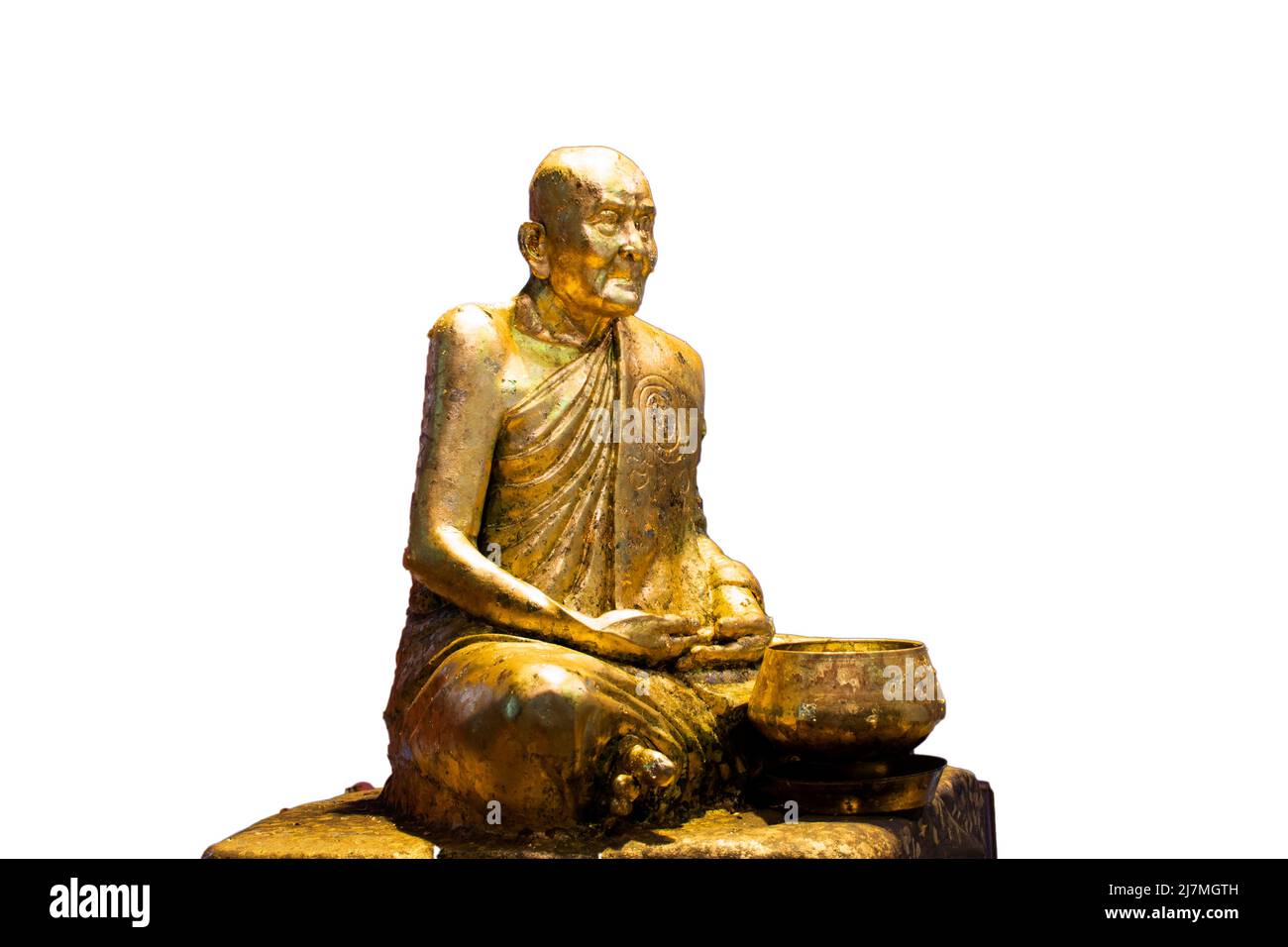 Ancient golden Luang Pu Yam monk and buddha statue for thai people and ...