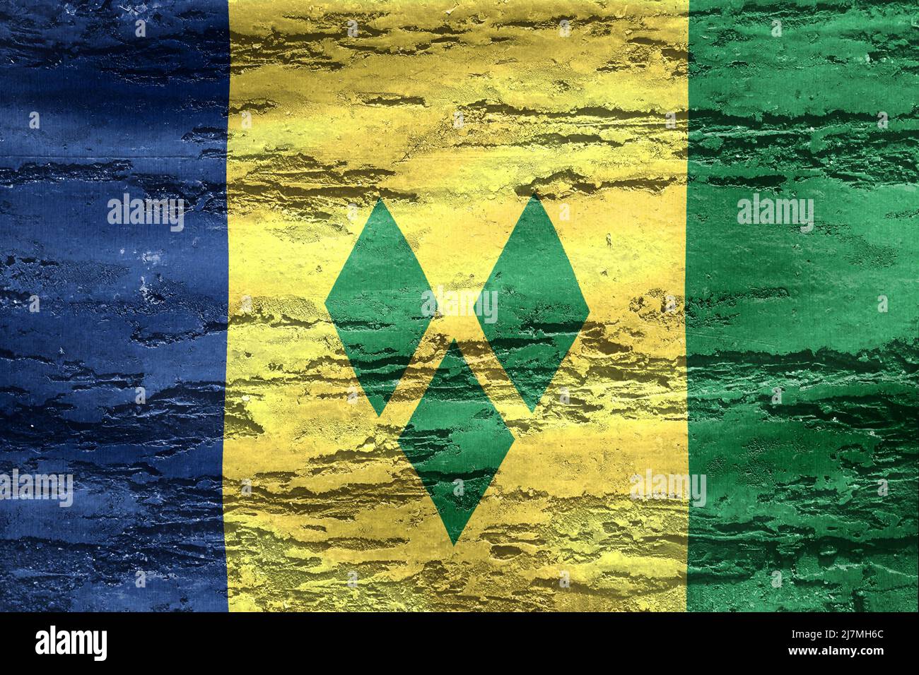3D-Illustration of a Saint Vincent flag - realistic waving fabric flag ...