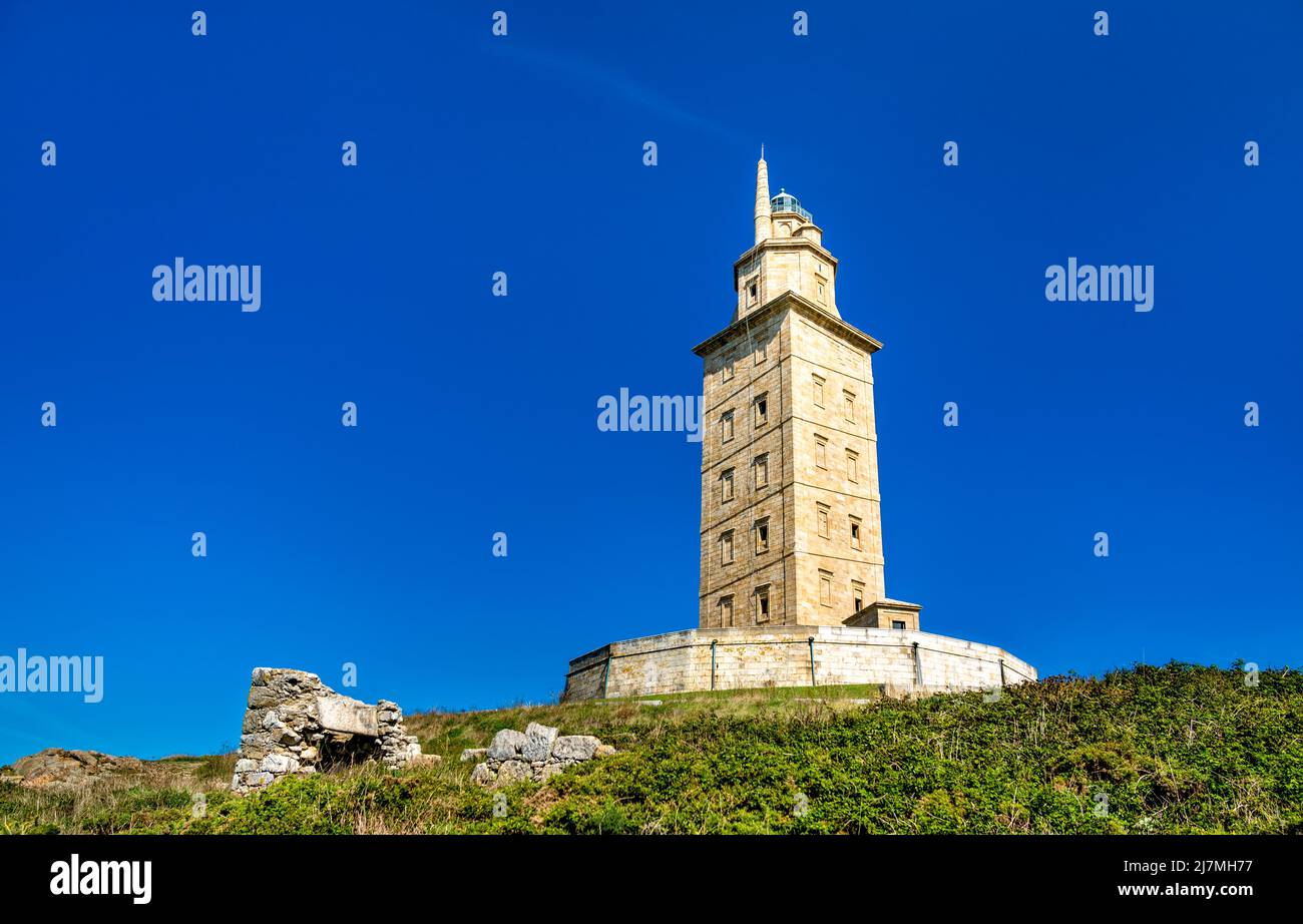 The Tower of Hercules, an ancient Roman lighthouse in A Coruna, Spain ...