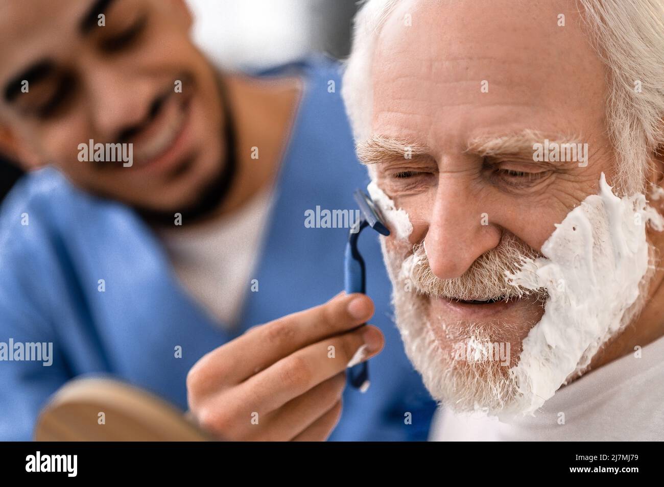 Senior man shaving hi-res stock photography and images - Alamy