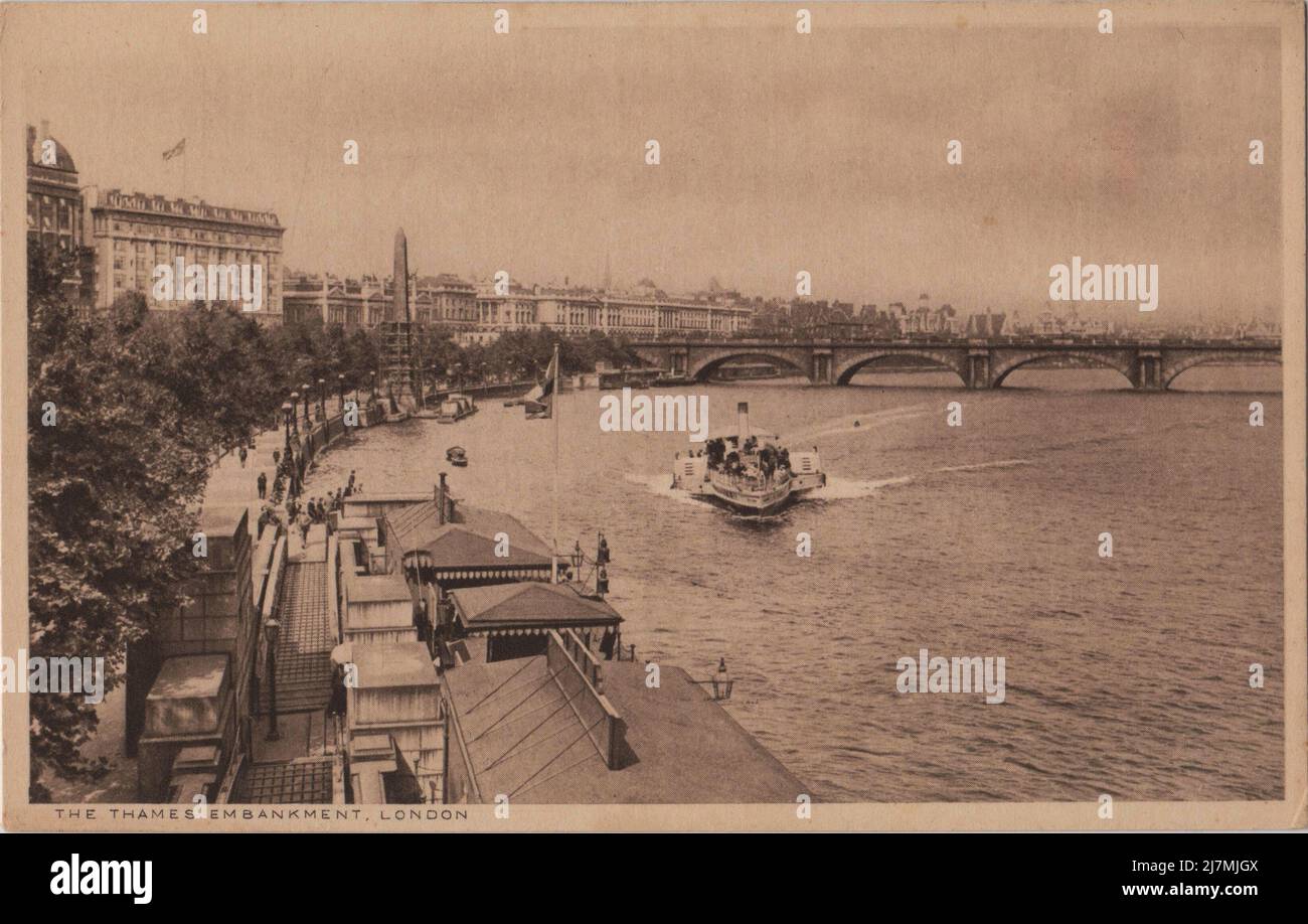 The Thames Embankment with Public Ferry, River Boat, River Transport ...