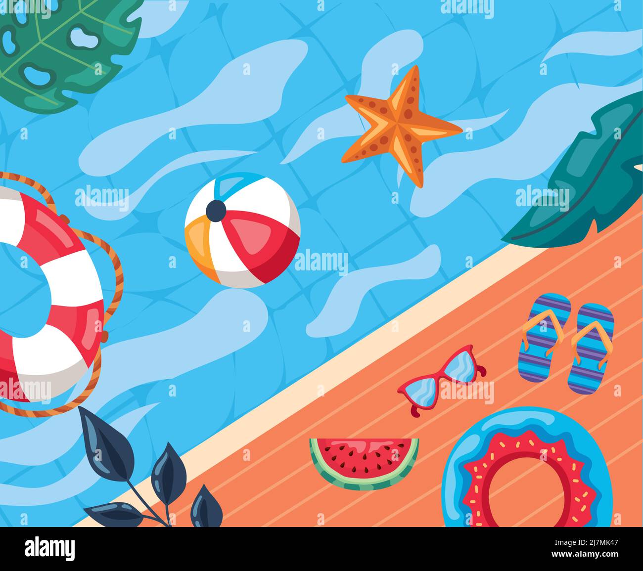 summer pool airview scene design Stock Vector Image & Art - Alamy