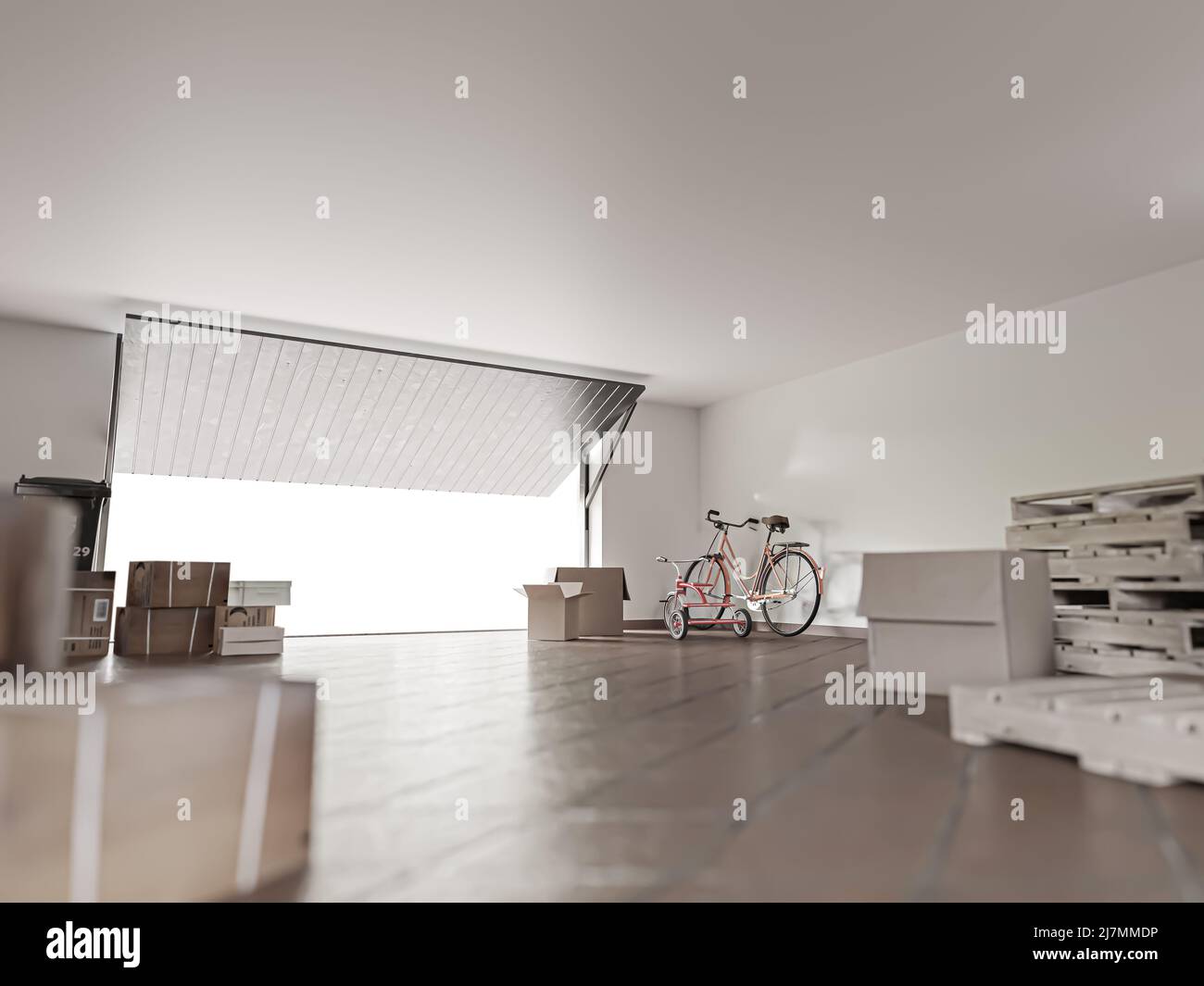 Self Storage unit with open metal door 3d illustration Stock Photo - Alamy