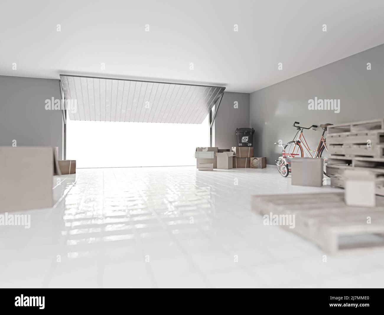 Self Storage unit with open metal door 3d illustration Stock Photo - Alamy
