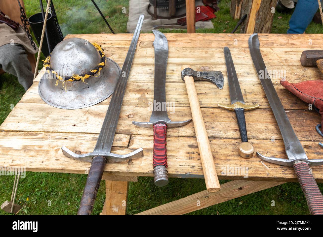 Medieval Weapons At Spynie Palace Morayshire Scotland Stock Photo - Alamy