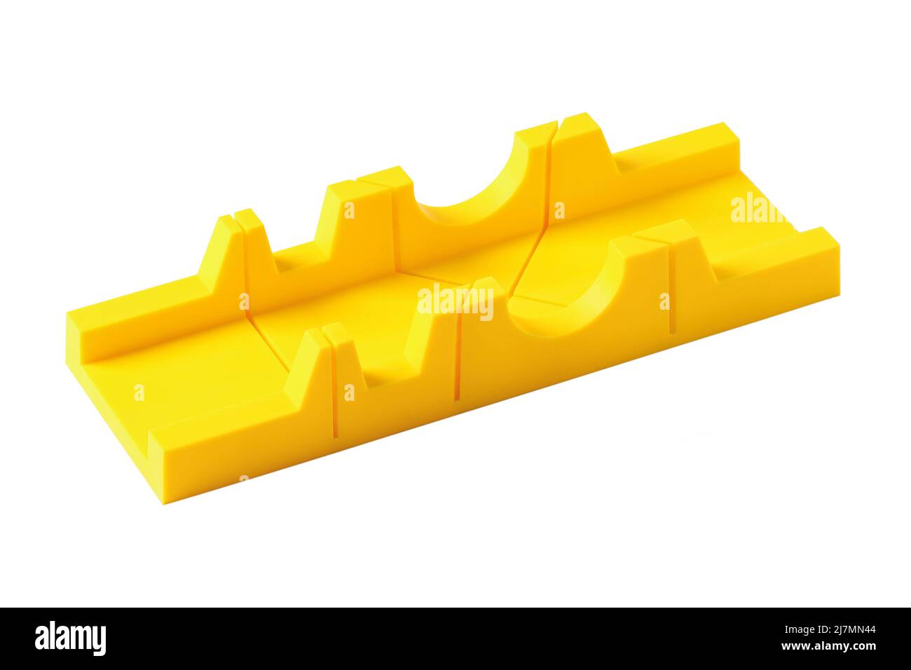 Yellow plastic miter box closeup isolated on white Stock Photo - Alamy