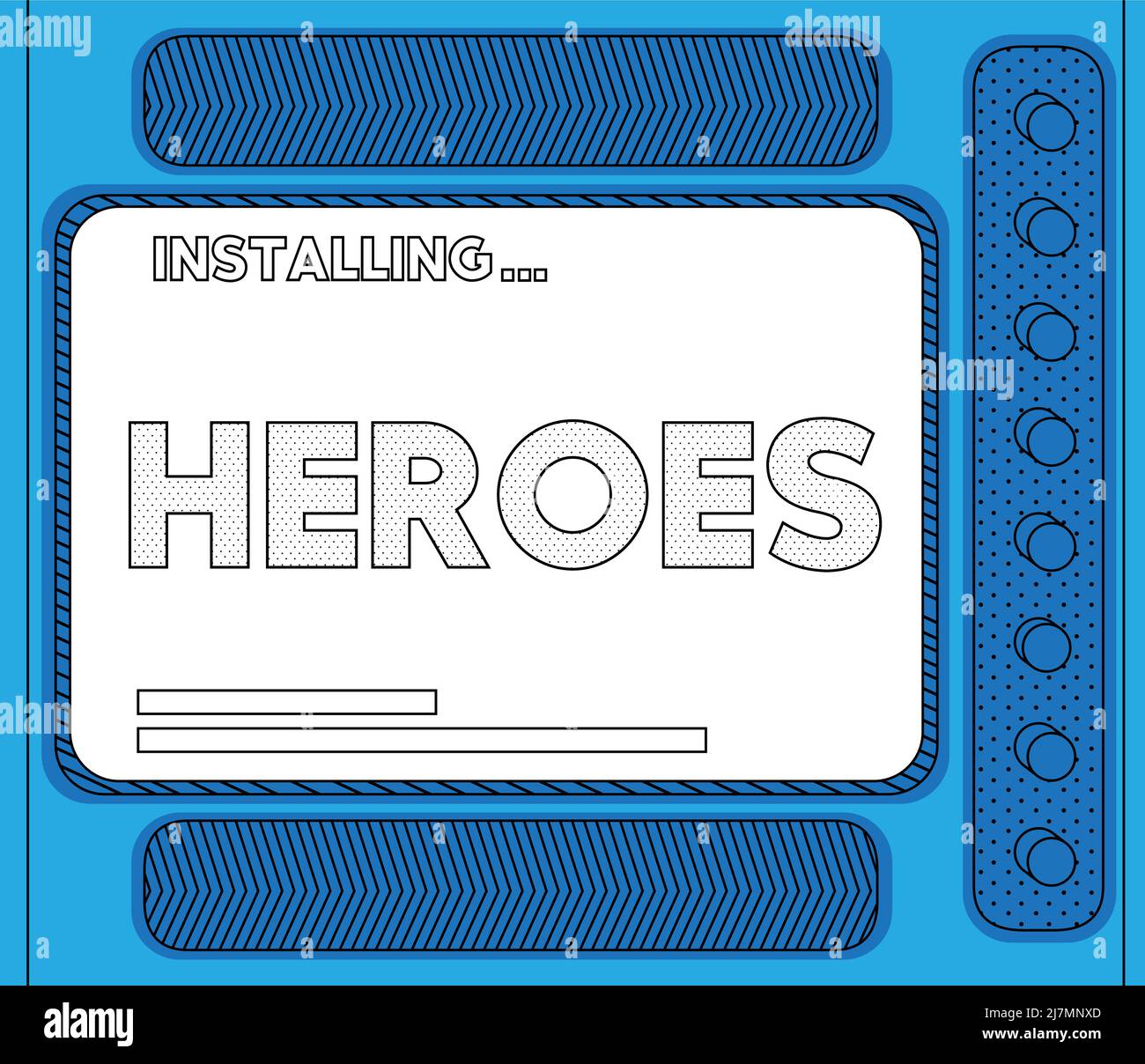 Cartoon Computer With the word Heroes. Message of a screen displaying ...