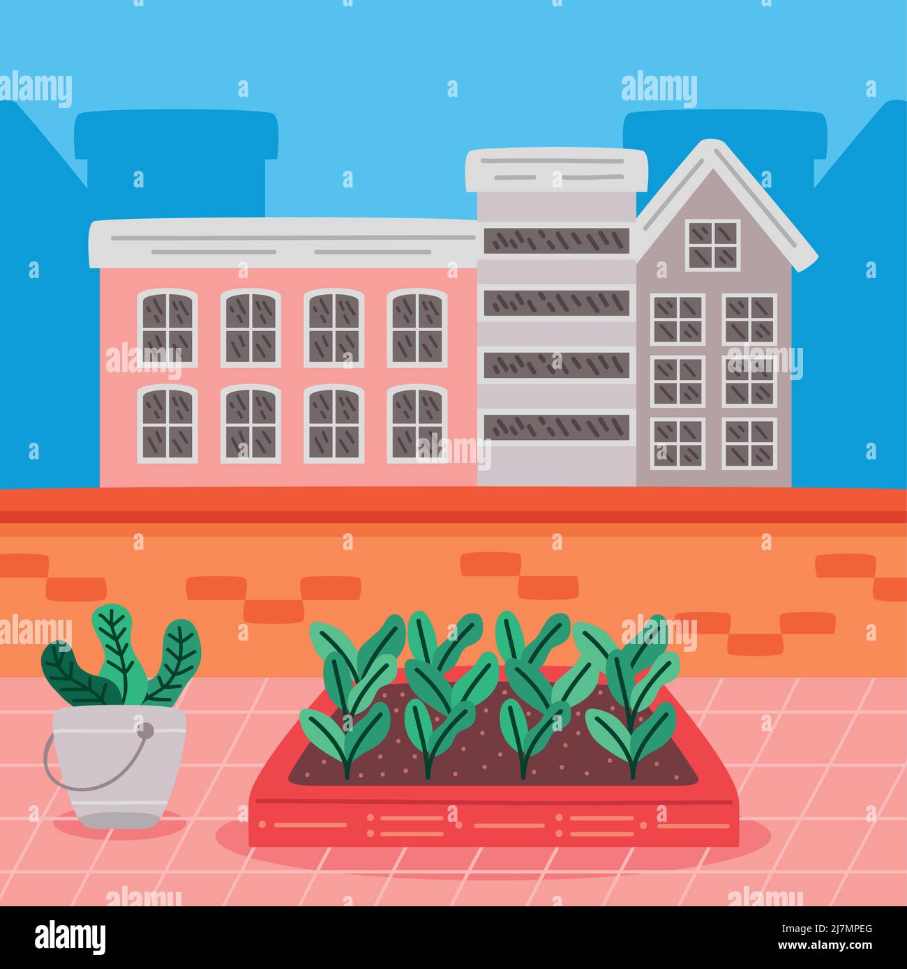 Urban garden rooftop Stock Vector Images - Alamy