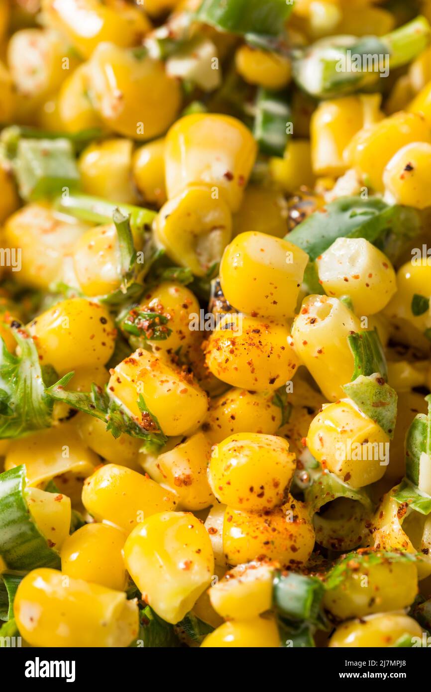 Homemade Mexican Street Corn Esquites with Lime and Chili Stock Photo ...