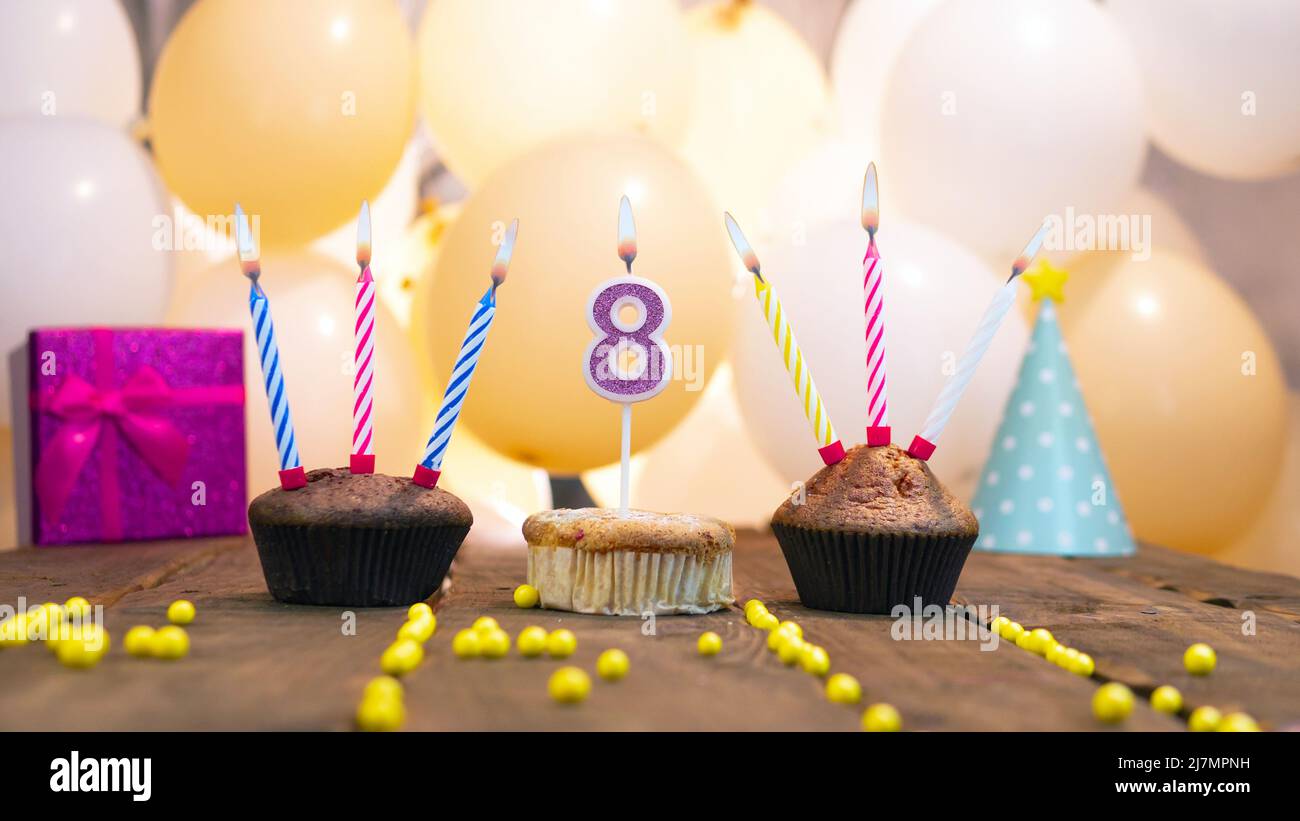 Beautiful birthday card for a girl with a cupcake on the background of ...