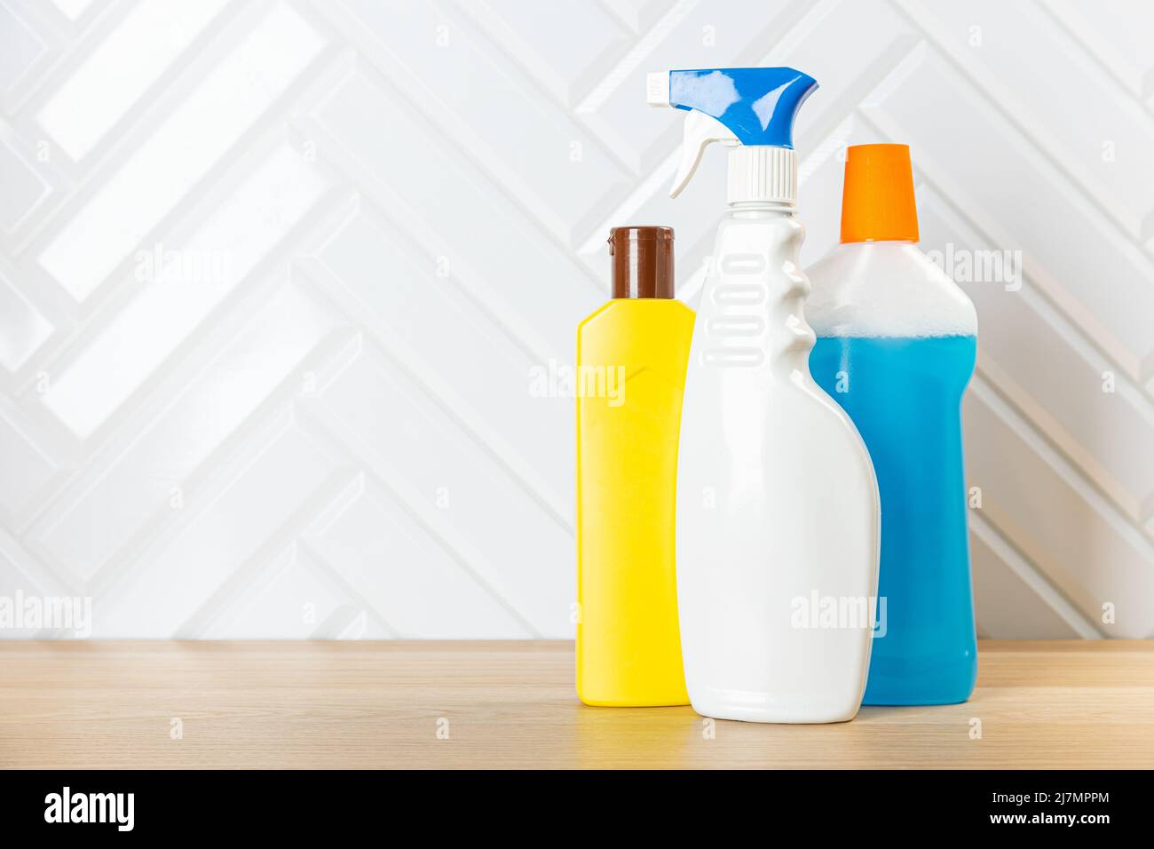 Cleaning bottles for different surfaces in kitchen, bathroom and other ...
