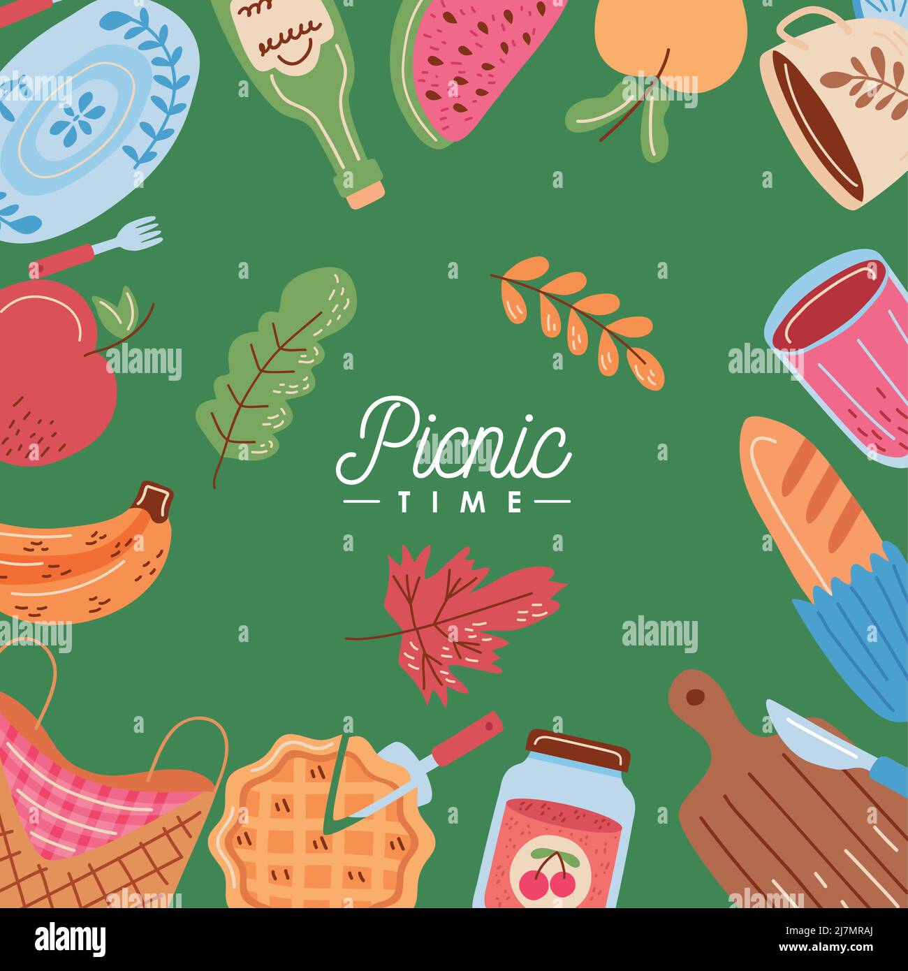 picnic time lettering in frame poster Stock Vector Image & Art - Alamy