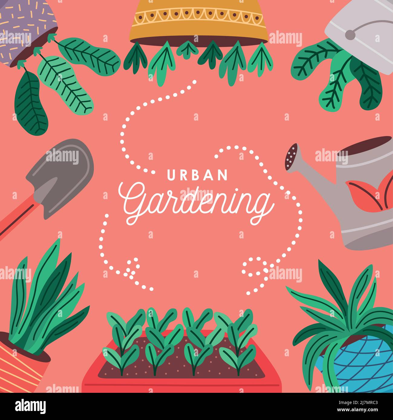 gardening plants and tools frame Stock Vector Image & Art - Alamy