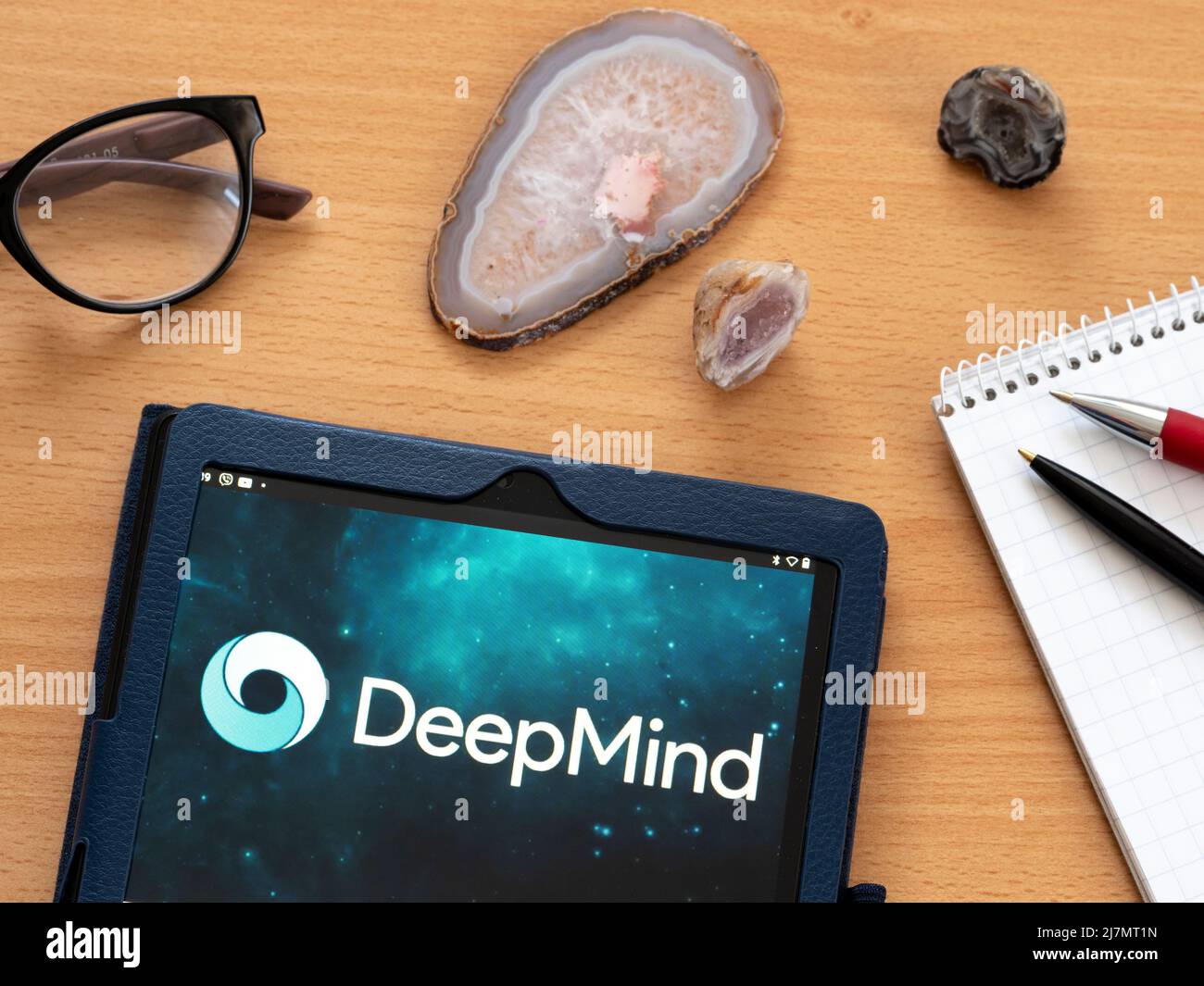 In this photo illustration DeepMind Technologies Limited owned by Alphabet Inc. logo seen ...