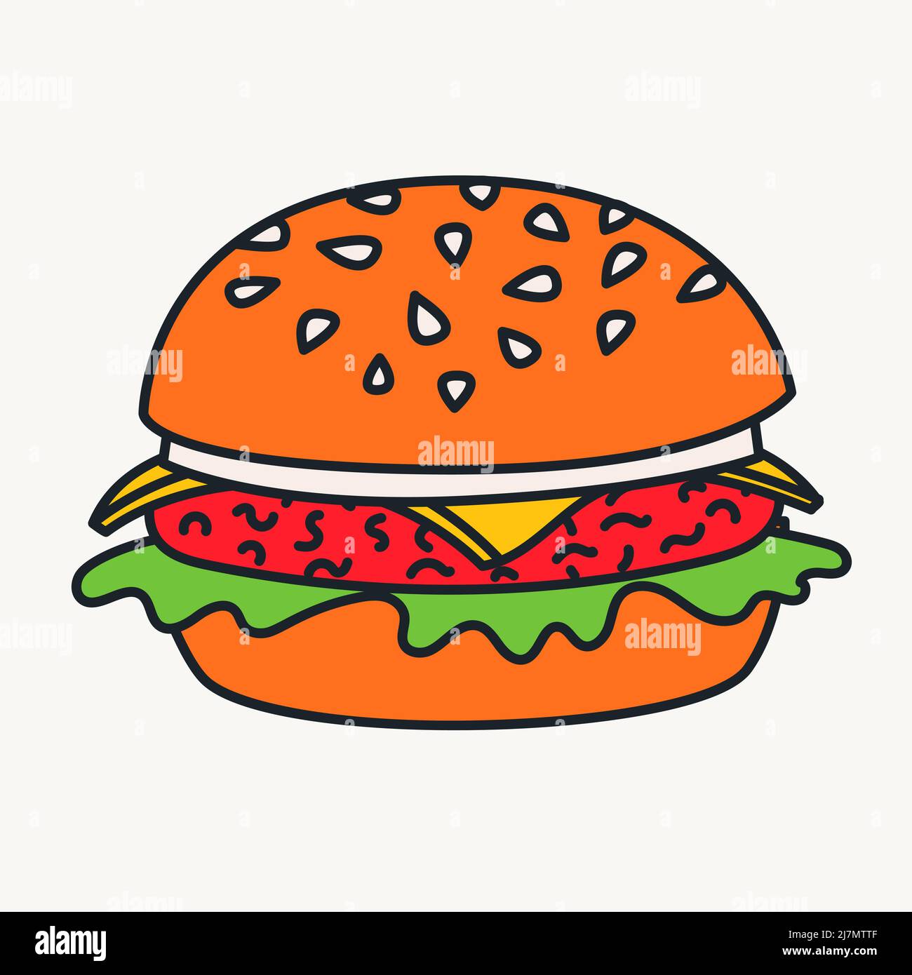 Cartoon vector funny cute Comic characters, burger Stock Vector Image ...