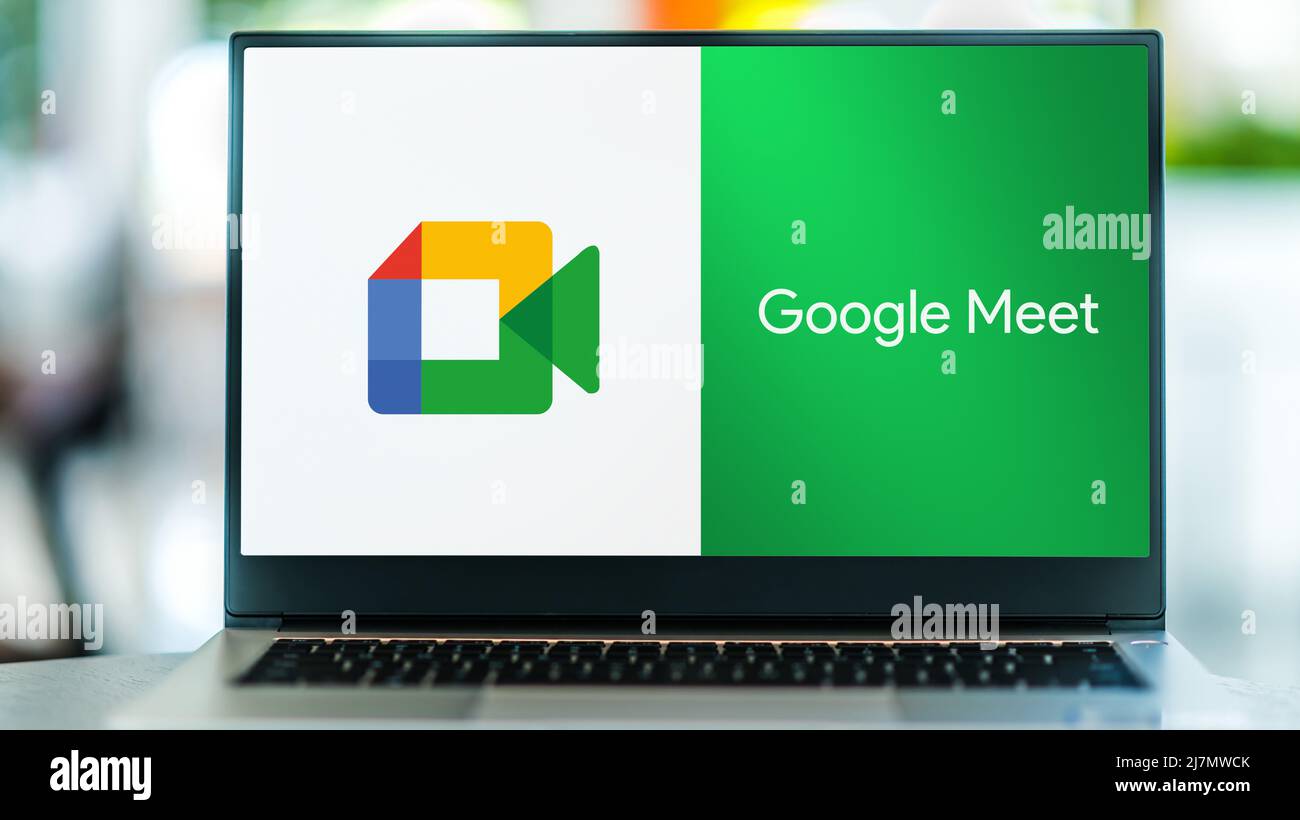 POZNAN, POL - SEP 22, 2021: Laptop computer displaying logo of Google ...