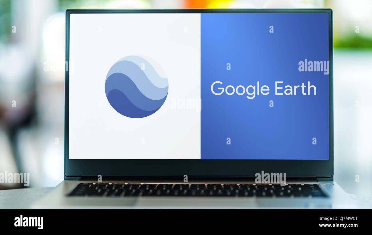 POZNAN, POL - SEP 22, 2021: Laptop computer displaying logo of Google ...