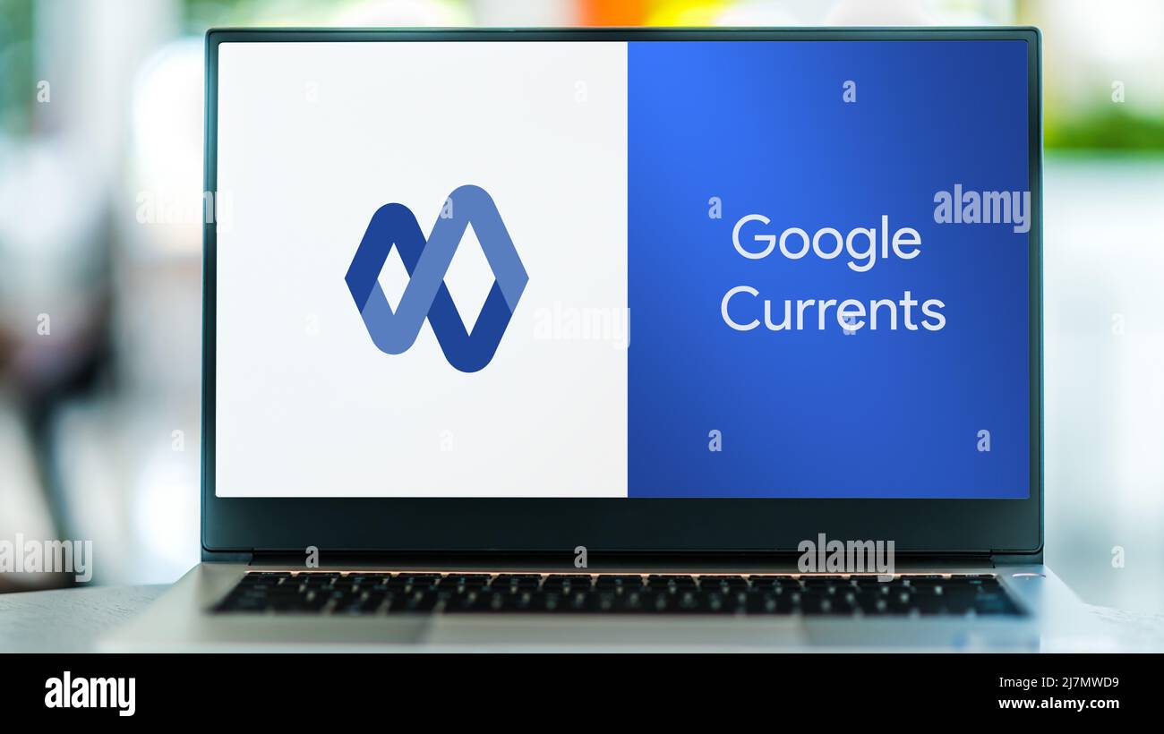 POZNAN, POL - SEP 22, 2021: Laptop computer displaying logo of Google ...