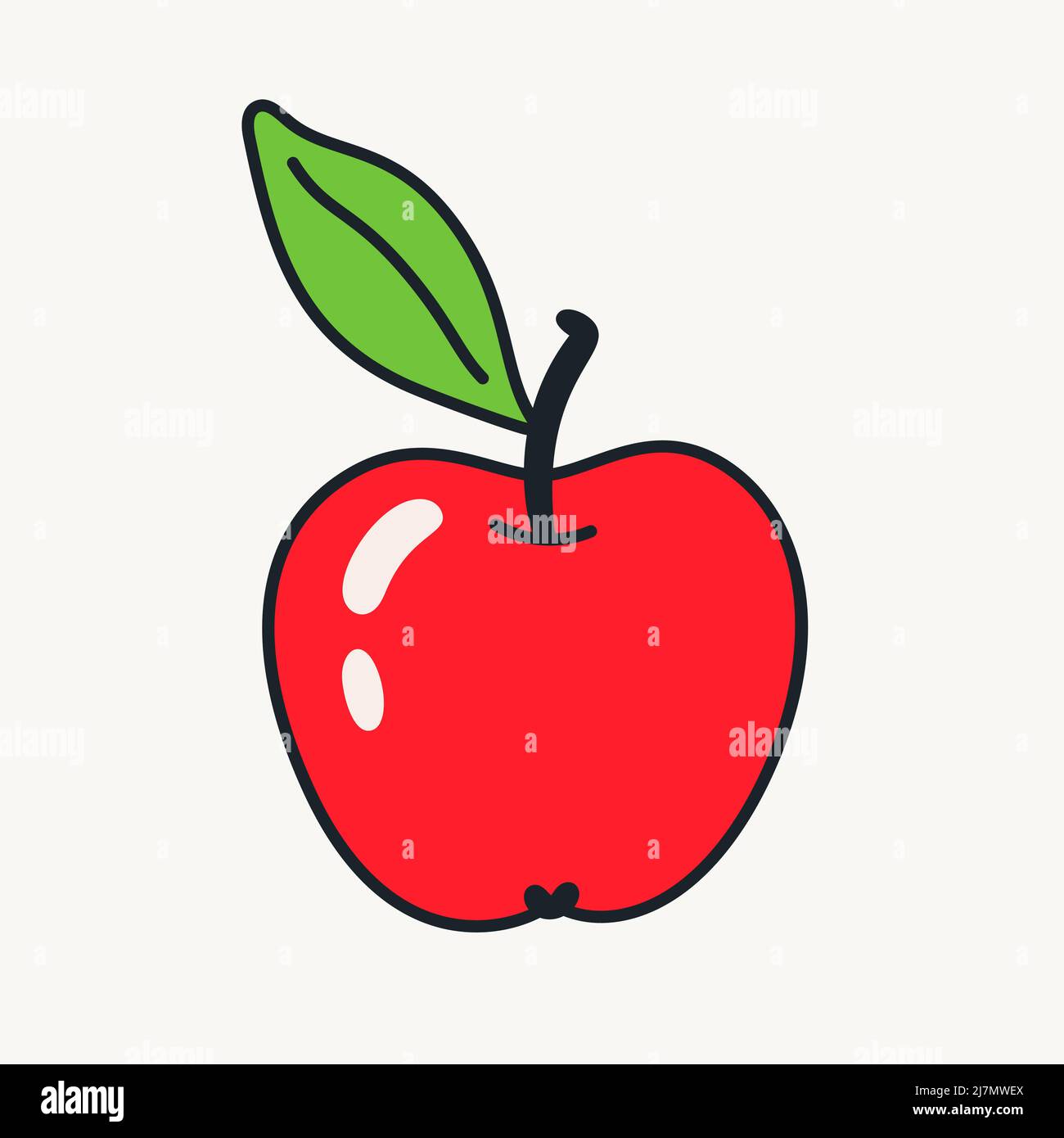 Cartoon vector funny cute Comic characters, red apple Stock Vector ...