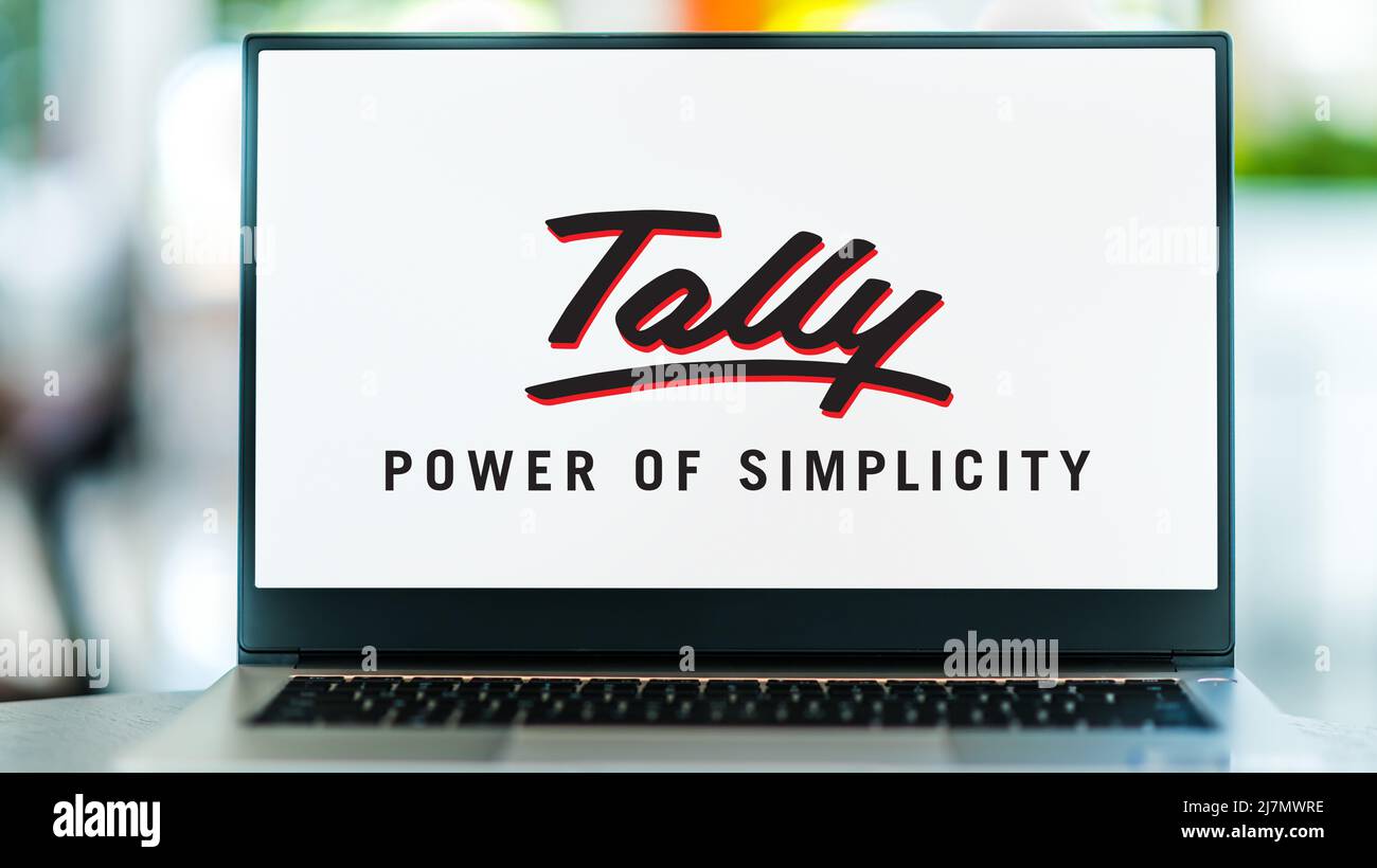 POZNAN, POL - DEC 8, 2021: Laptop computer displaying logo of Tally ...