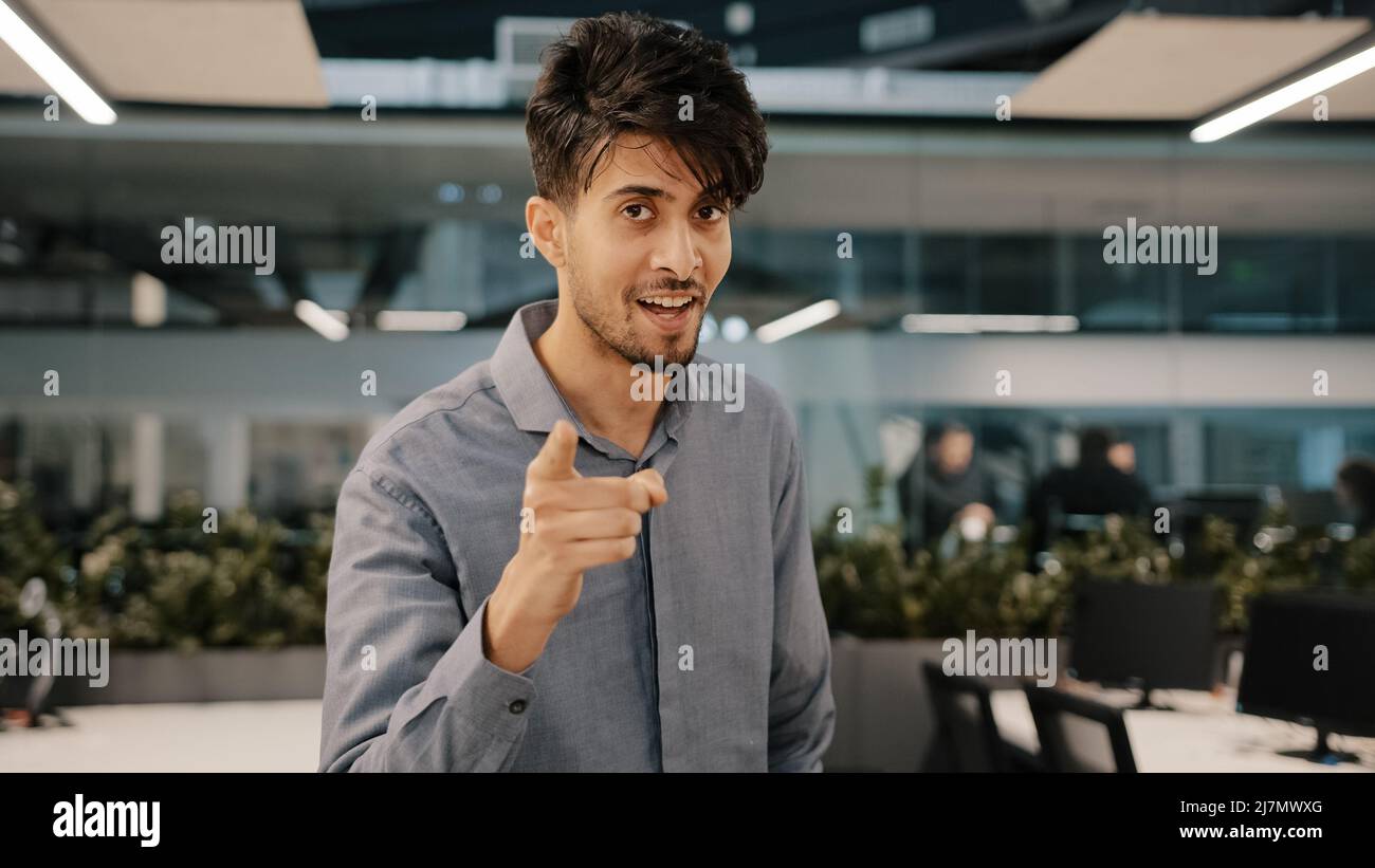 Indian man general director businessman entrepreneur pointing index ...