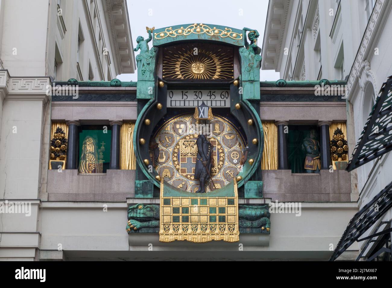 Anker Clock in Hoher Markt Square at Jewish quarter of old Vienna Stock ...