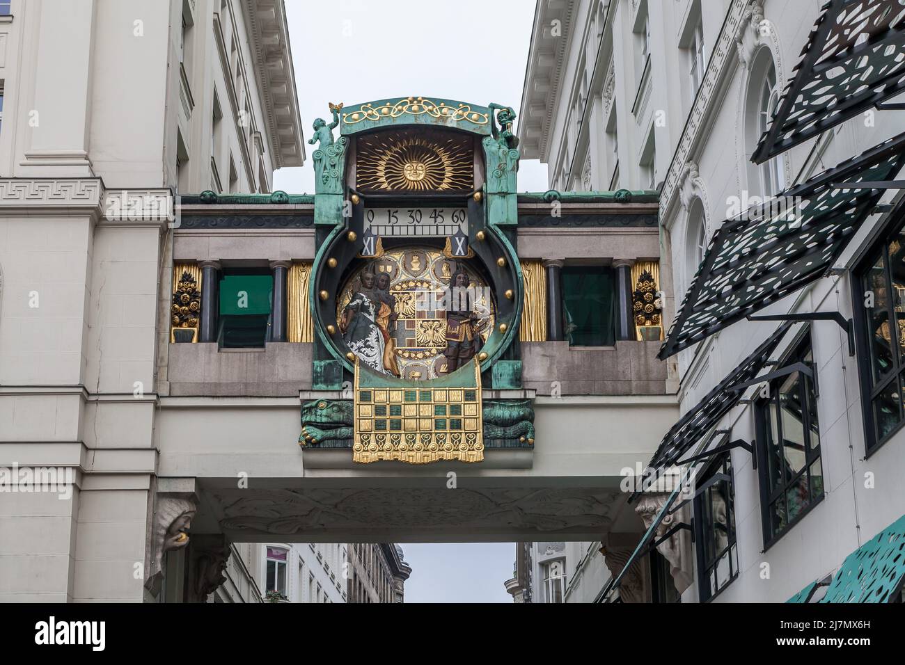 Anker Clock in Hoher Markt Square at Jewish quarter of old Vienna Stock ...