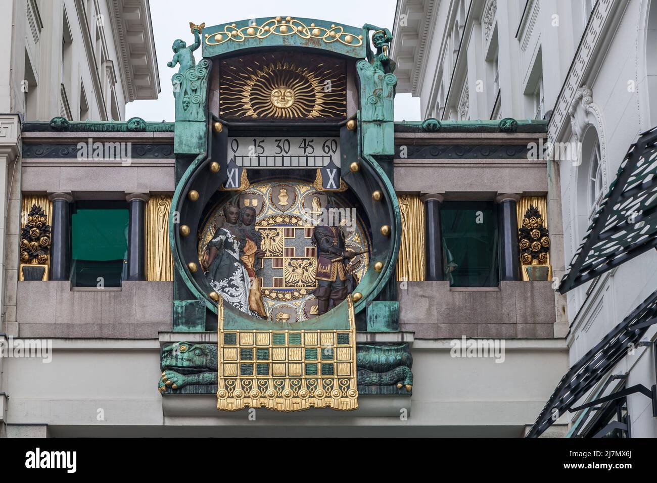 Anker Clock in Hoher Markt Square at Jewish quarter of old Vienna Stock ...