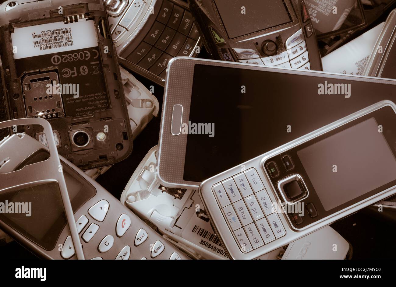 Old Tech Phones Stock Photo - Alamy