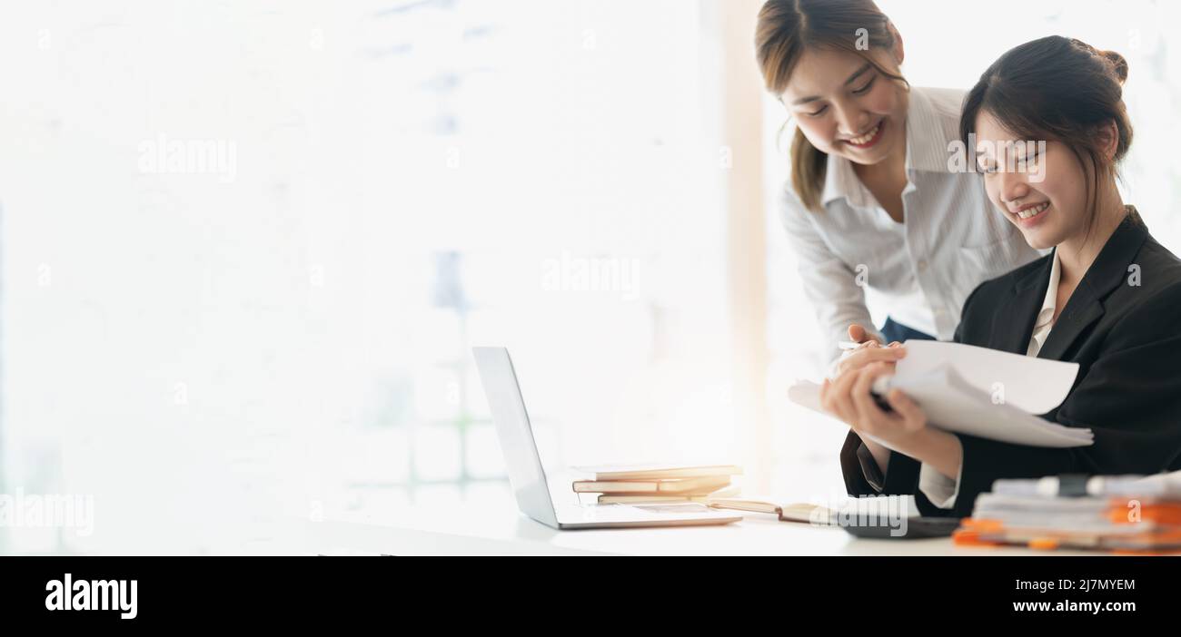 Asian business adviser meeting to analyze and discuss the situation on ...