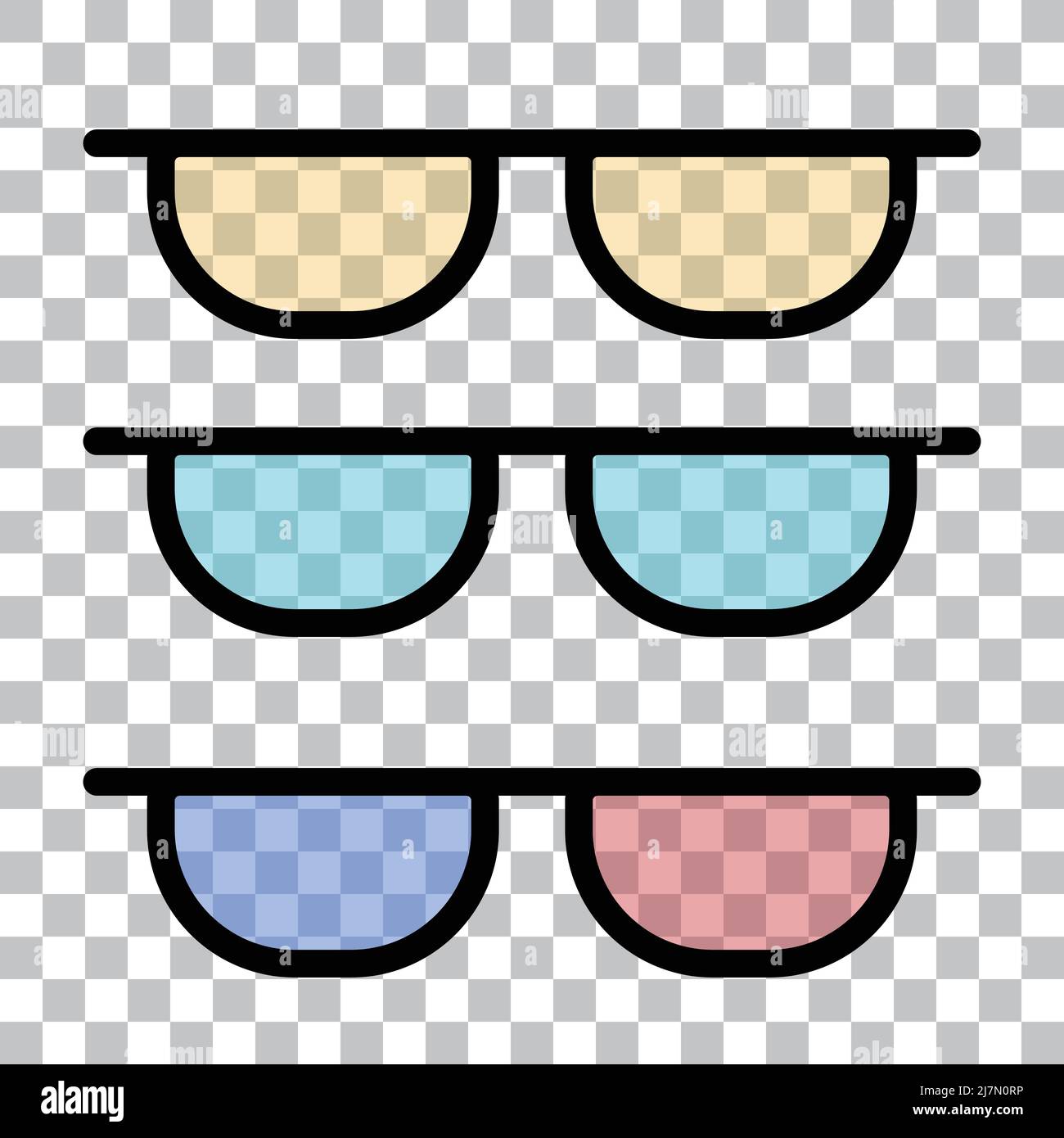 A set of icons of sunglasses isolated on a transparent background ...