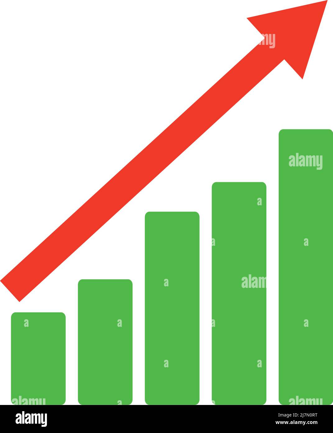 Green bar graph and rising red arrow. Business and finance data ...