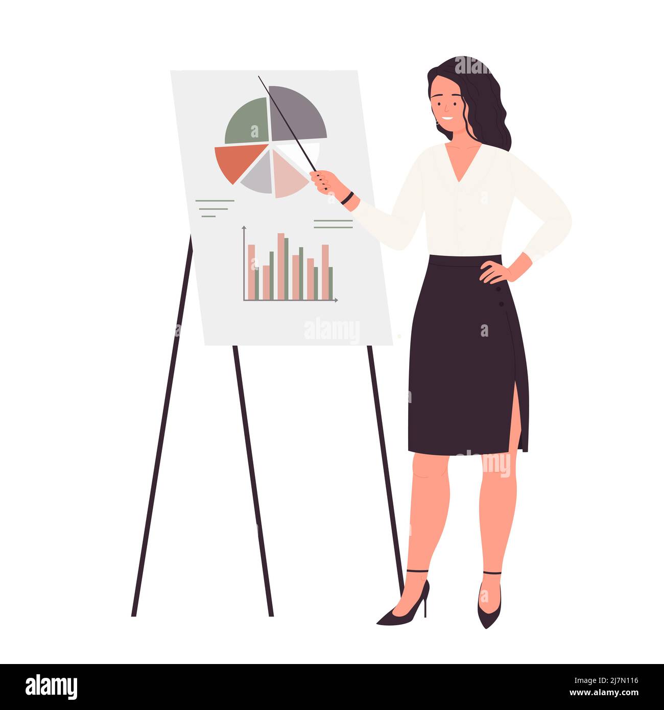 Businesswoman giving presentation. Manager speech conference vector ...