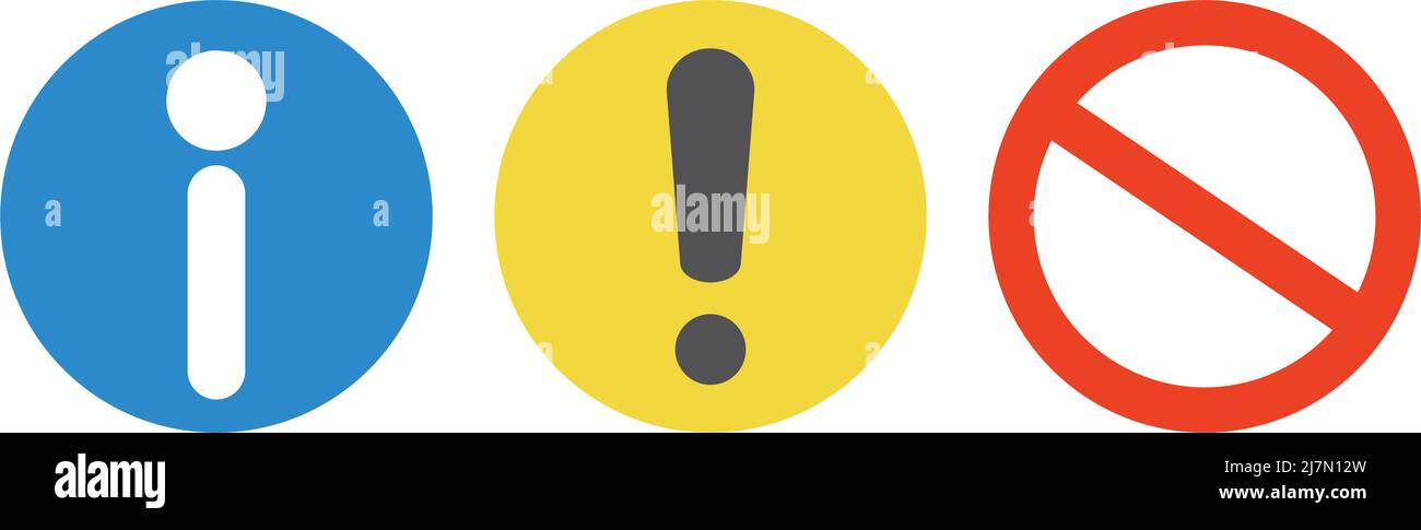 Set of information icon, caution and warning icon and stop sign ...