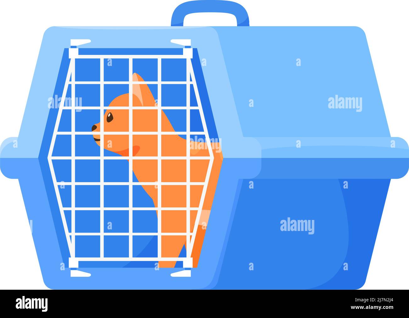 Cat in carrier. Plastic carrying case for traveling with pets or ...