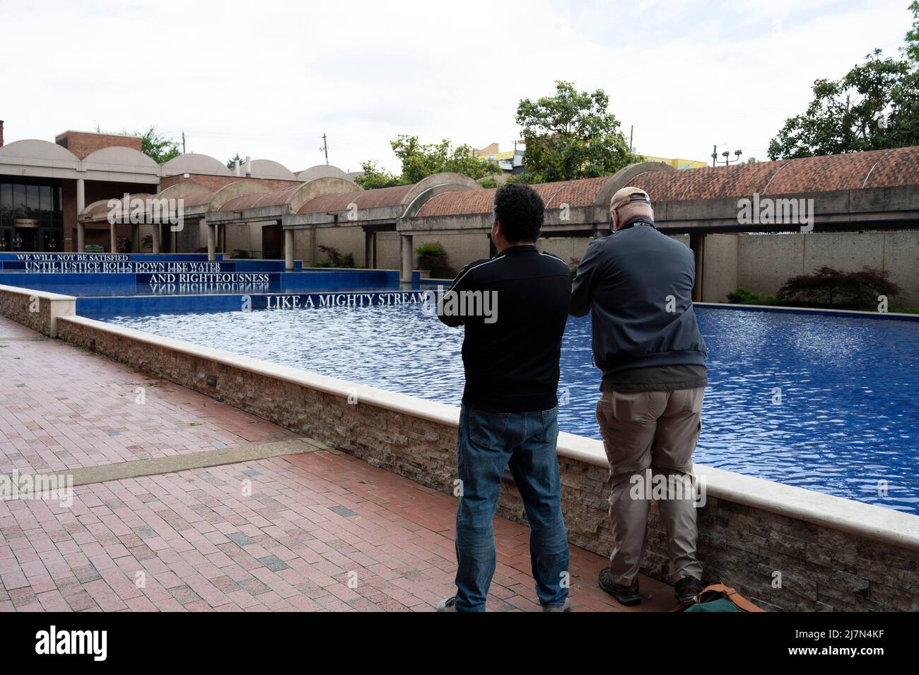 Atlanta, GA, USA. 7th May, 2022. Visitors at reflective pool with ...