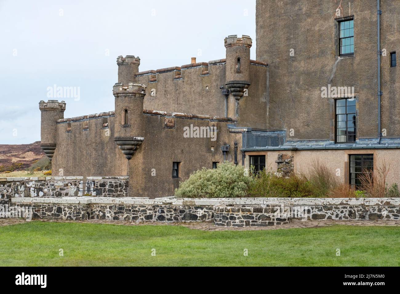 Partial views of the south-west side of Dunvegan Castle from a small ...