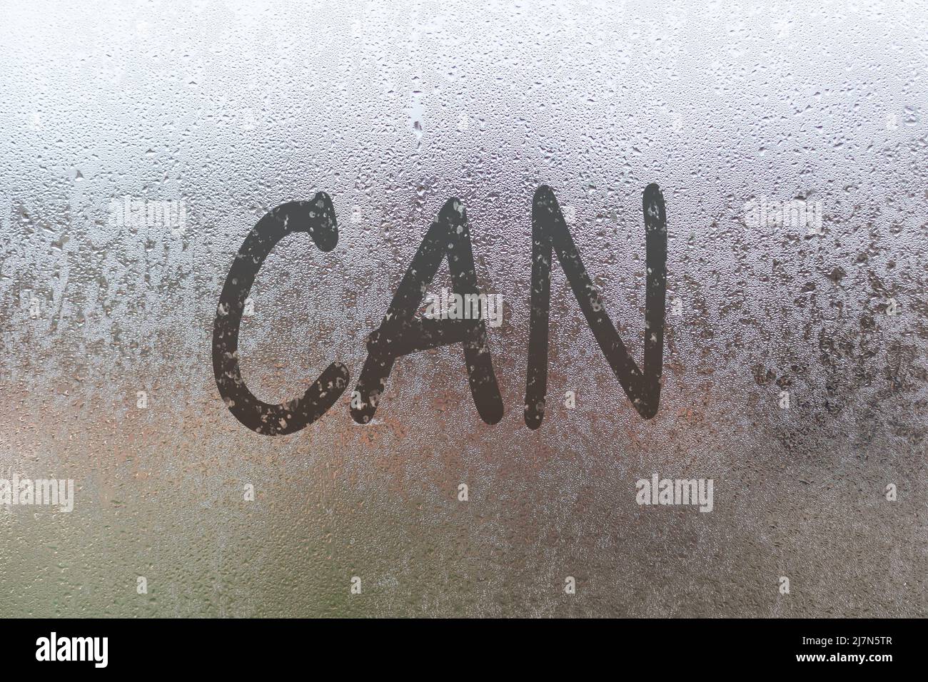 Transparent Glass with drops word can. Background of natural water ...