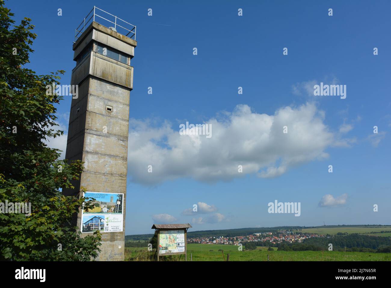 An old border watchtower of a former GDR border fortification, at the ...