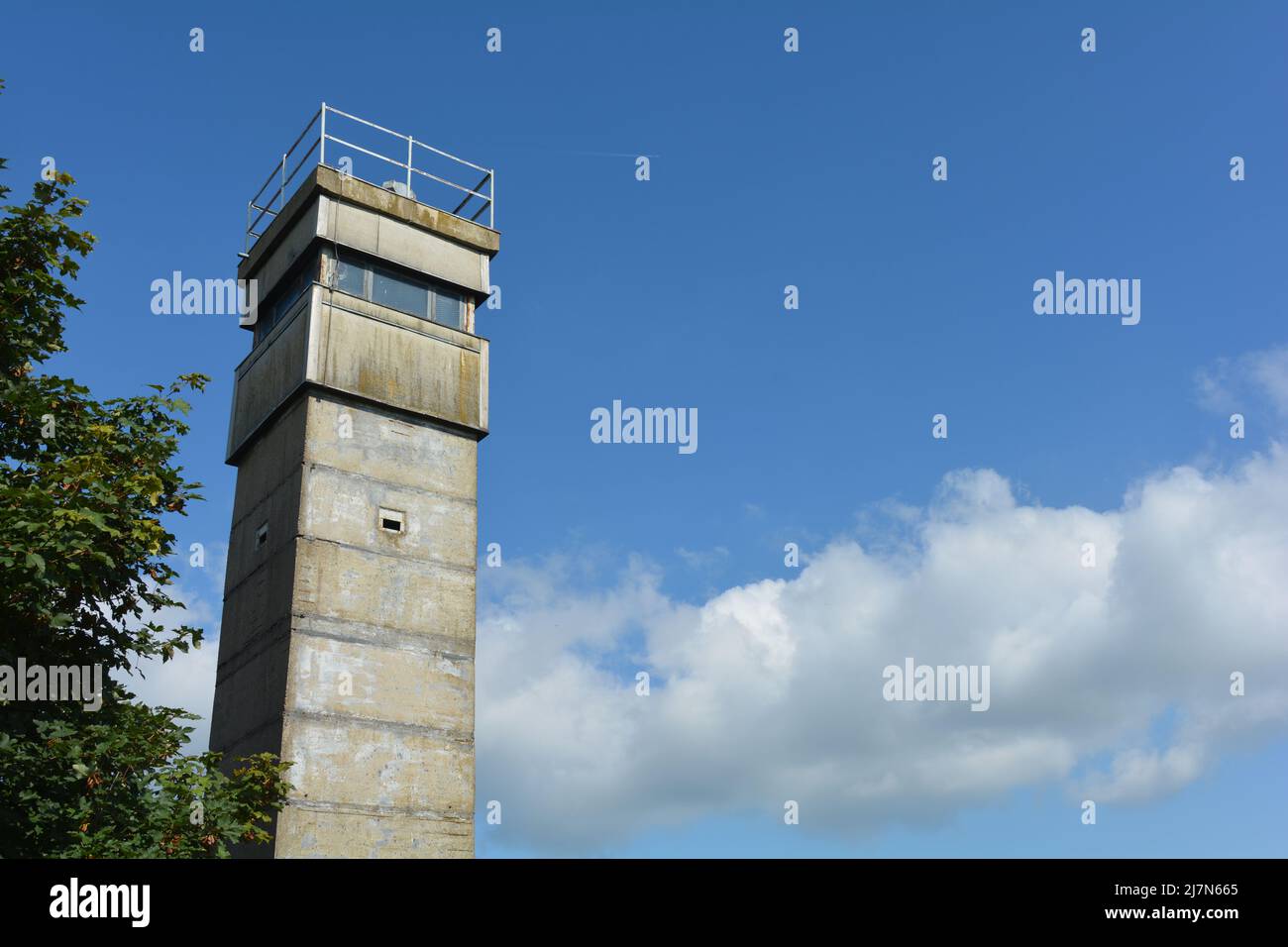 An old border watchtower of a former GDR border fortification, at the ...
