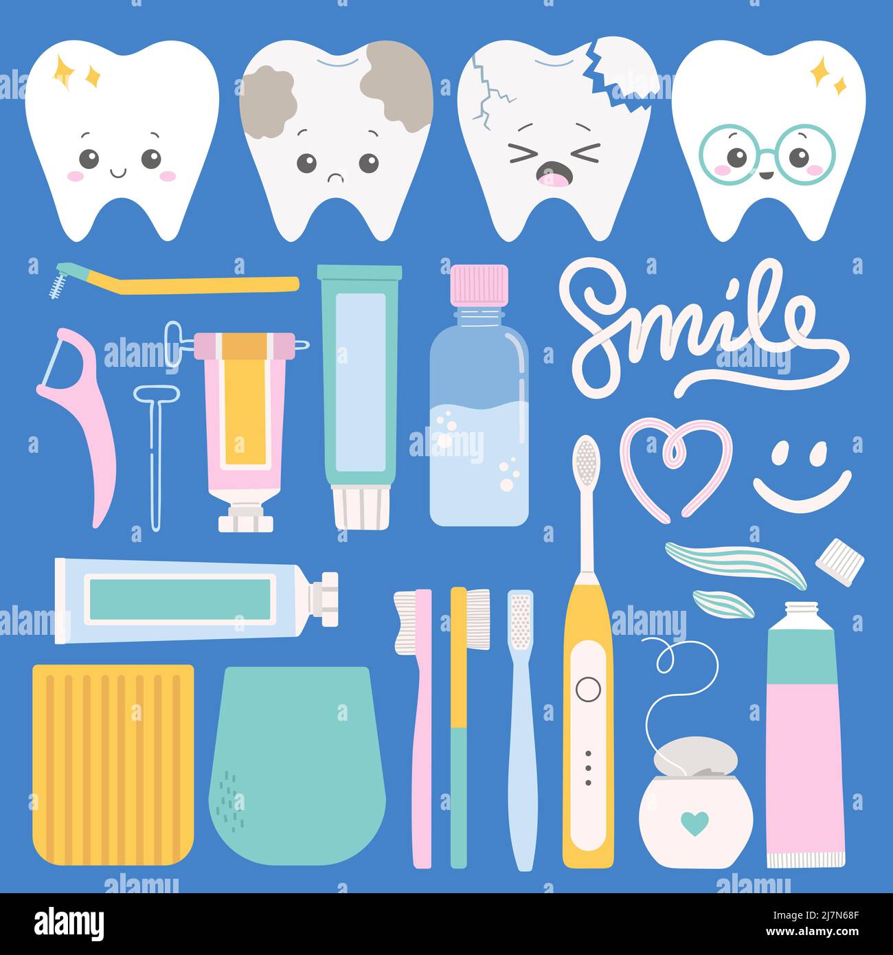 Teeth health care set flat vector illustration Stock Vector Image & Art ...